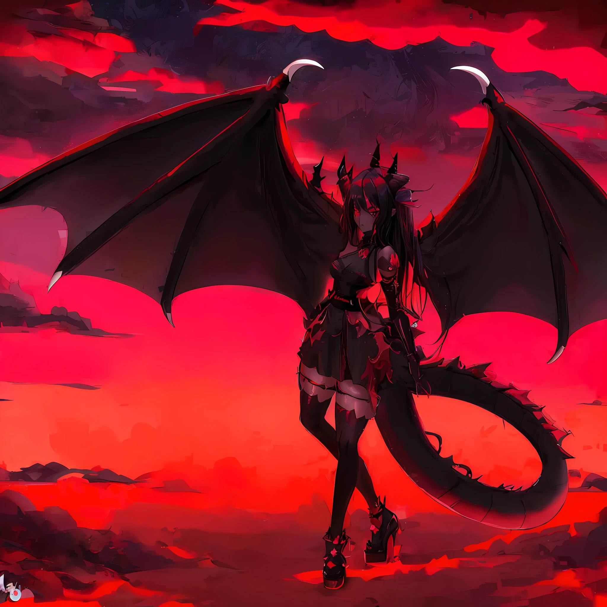 Anime girl with dragon wings flying in the sky - SeaArt AI