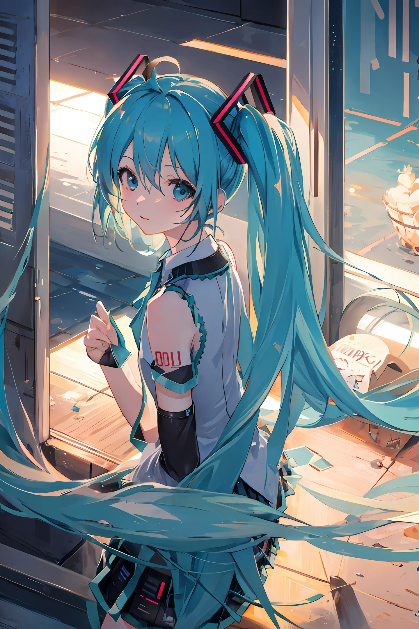 Anime girl with long blue hair and a blue wig - SeaArt AI