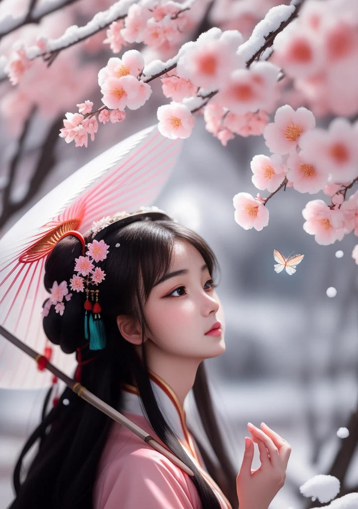 A close up of a woman holding an umbrella under a tree - SeaArt AI