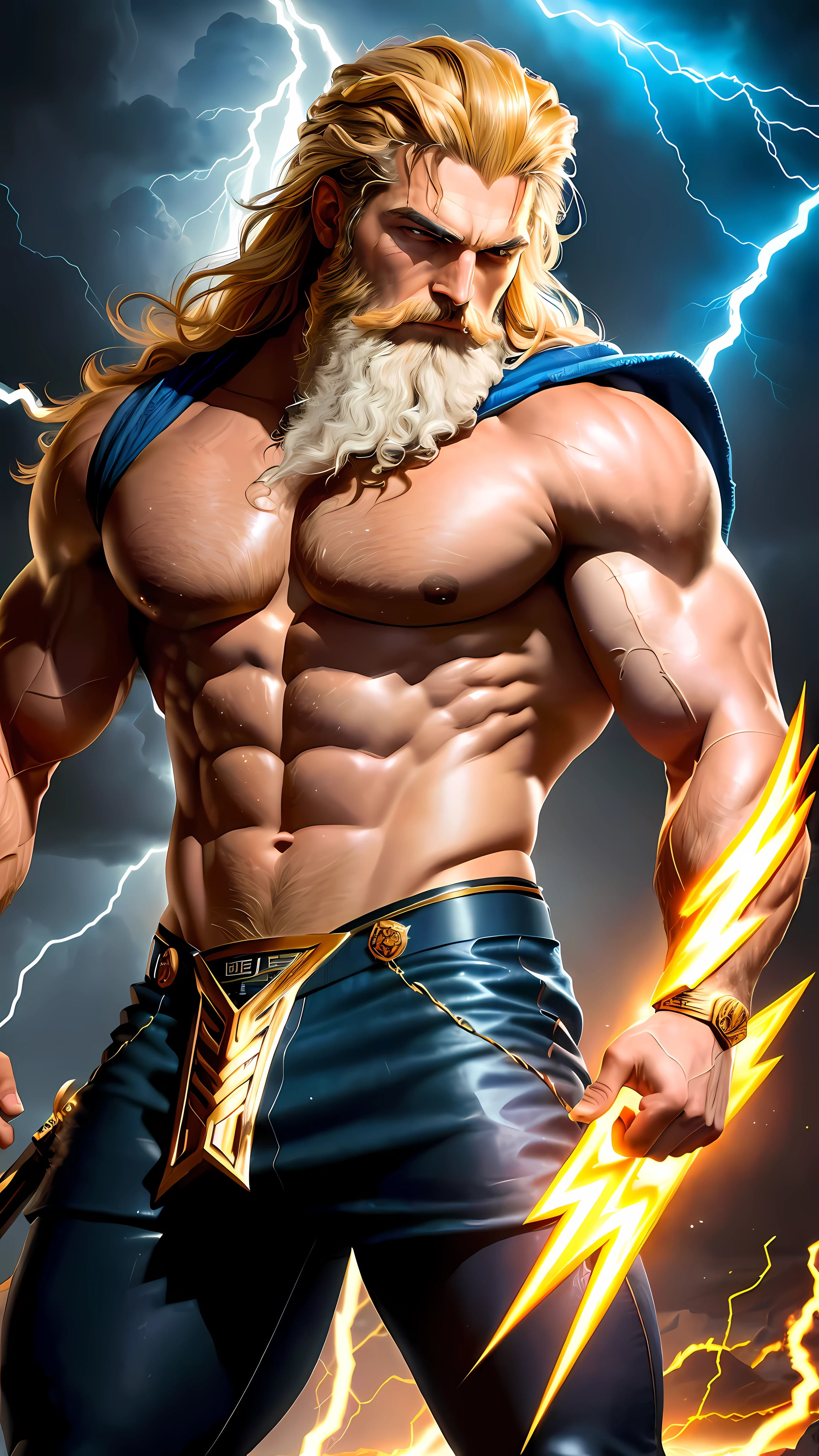 A close up of a man with a beard and a lightning bolt - SeaArt AI