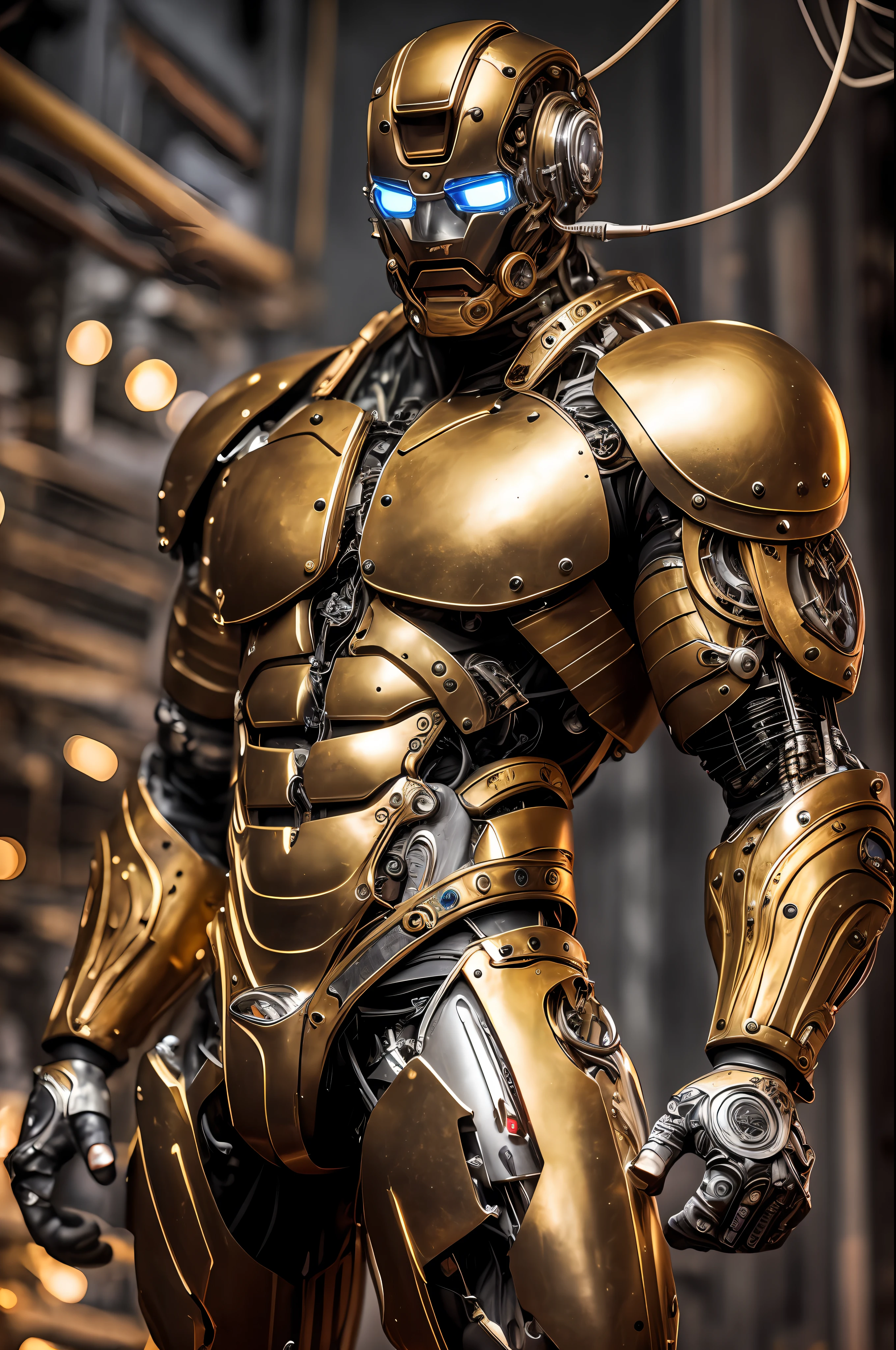 A close up of a robot with a blue light on his face - SeaArt AI