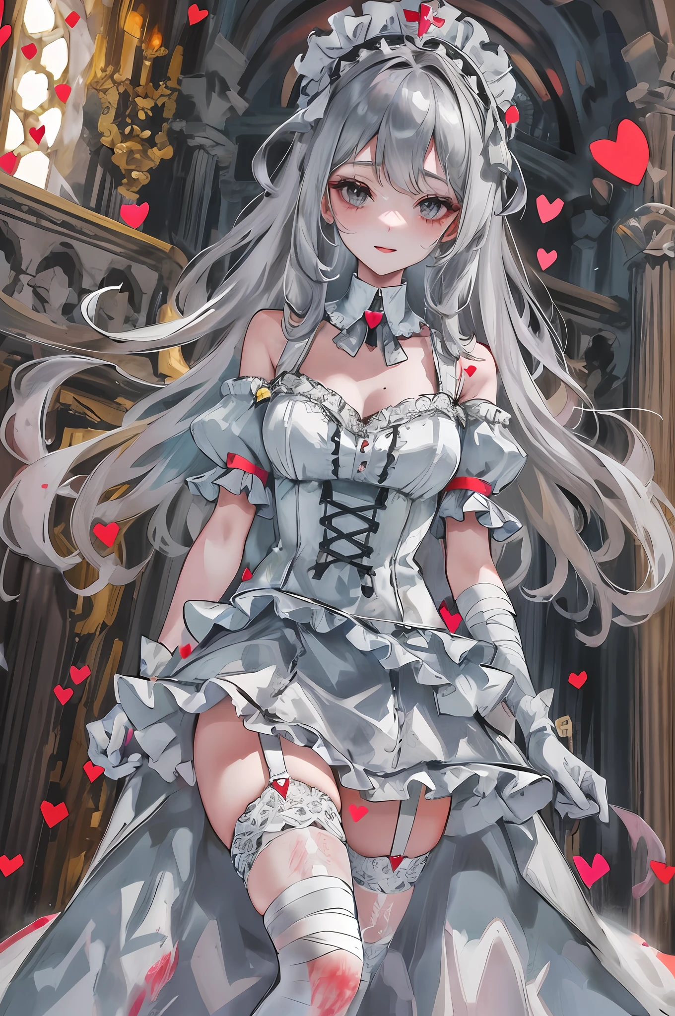 A woman in a dress with hearts on her head - SeaArt AI