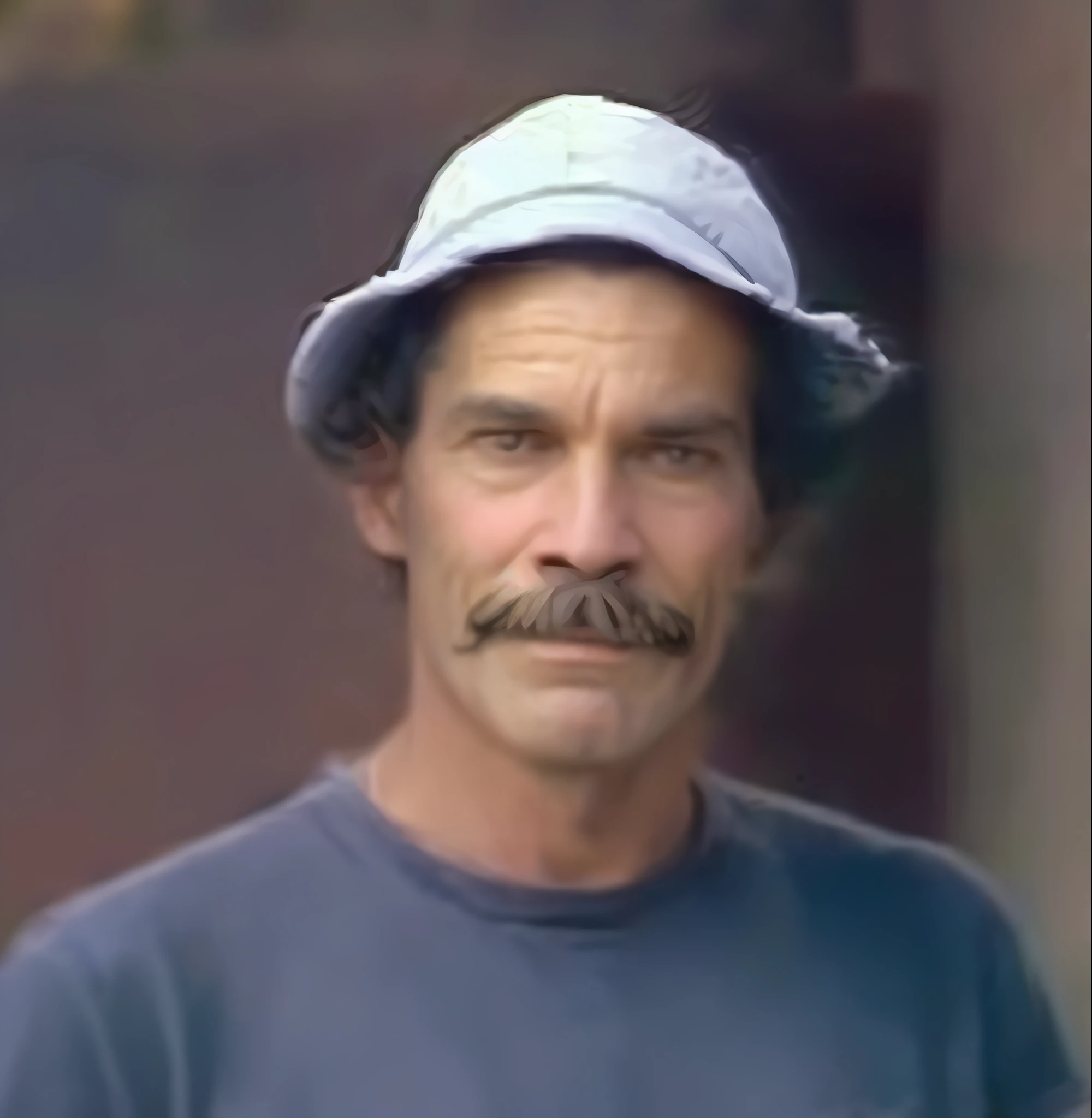 There is a man with a mustache and a hat on - SeaArt AI