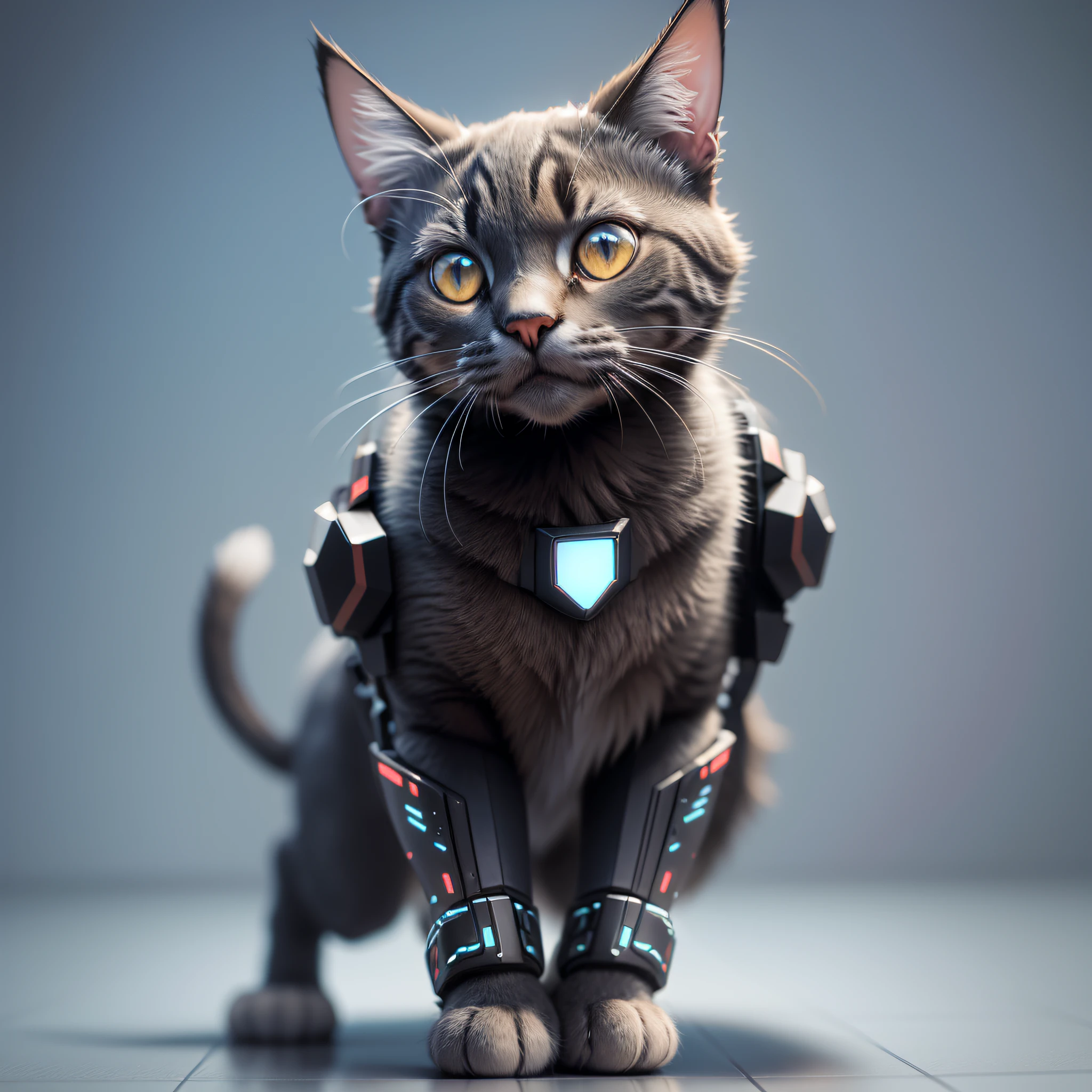 A close up of a cat wearing a suit of armor - SeaArt AI