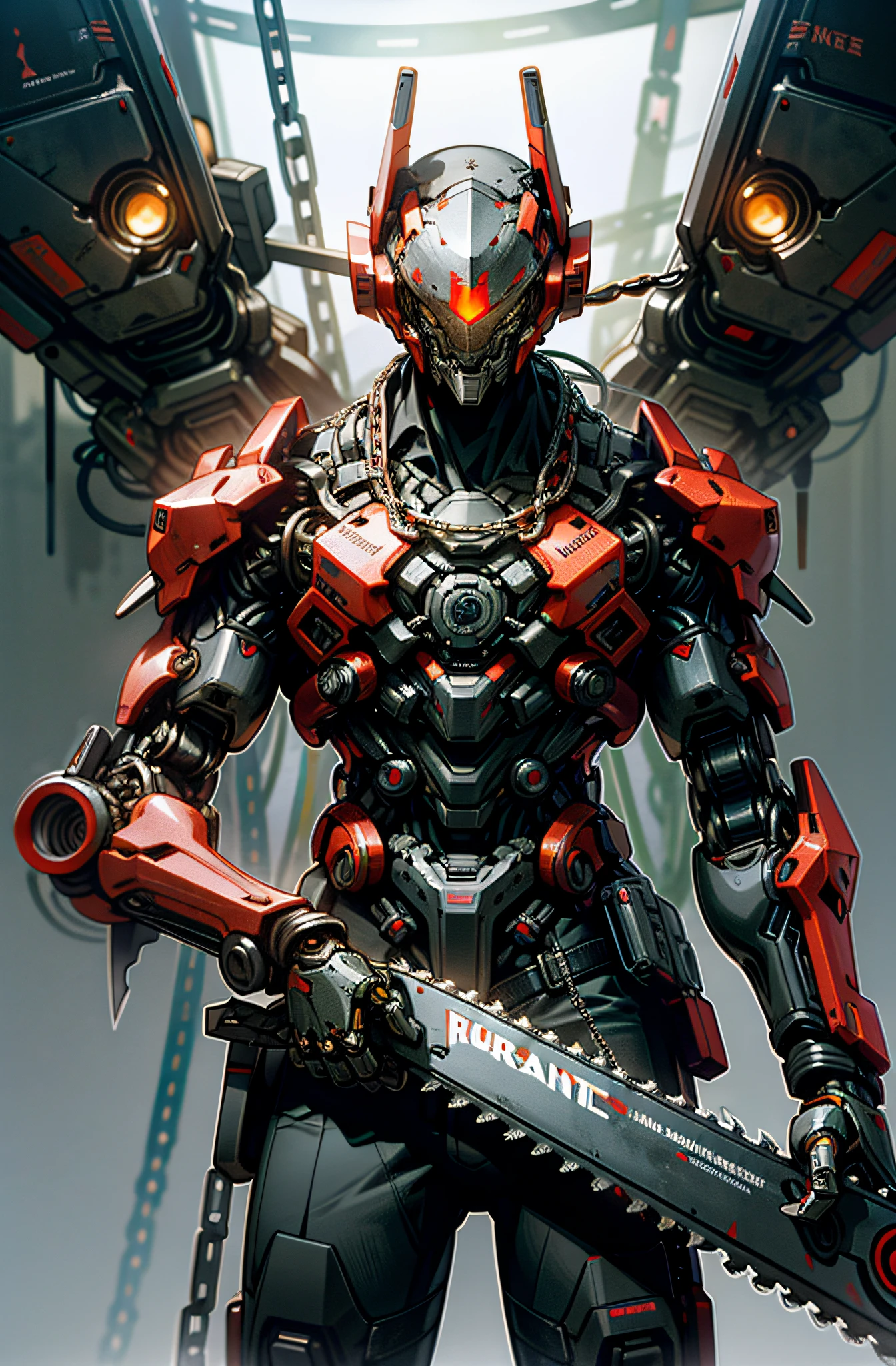 A close up of a robot with a sci - fior on his back - SeaArt AI