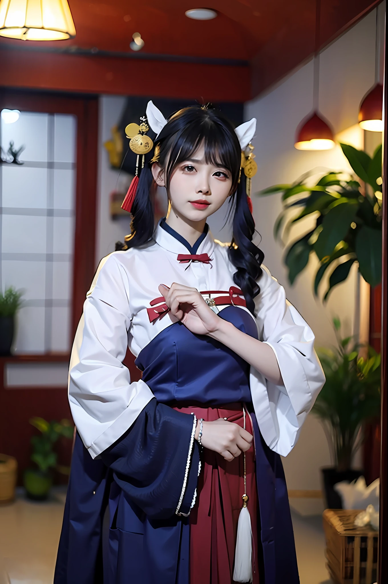 Araffe dressed in a traditional japanese costume poses for a picture ...