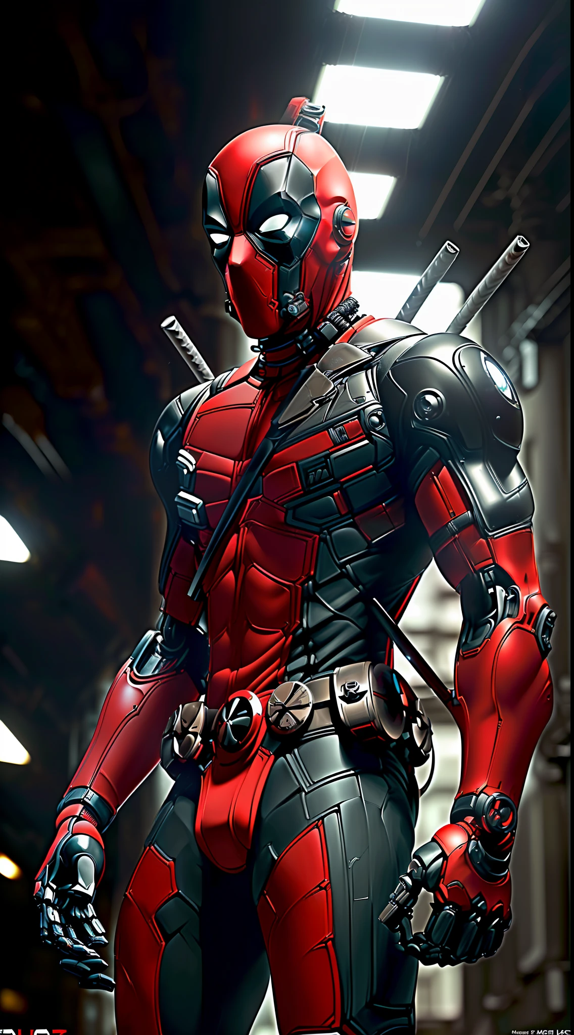 A close up of a deadpool figure with a gun in his hand - SeaArt AI