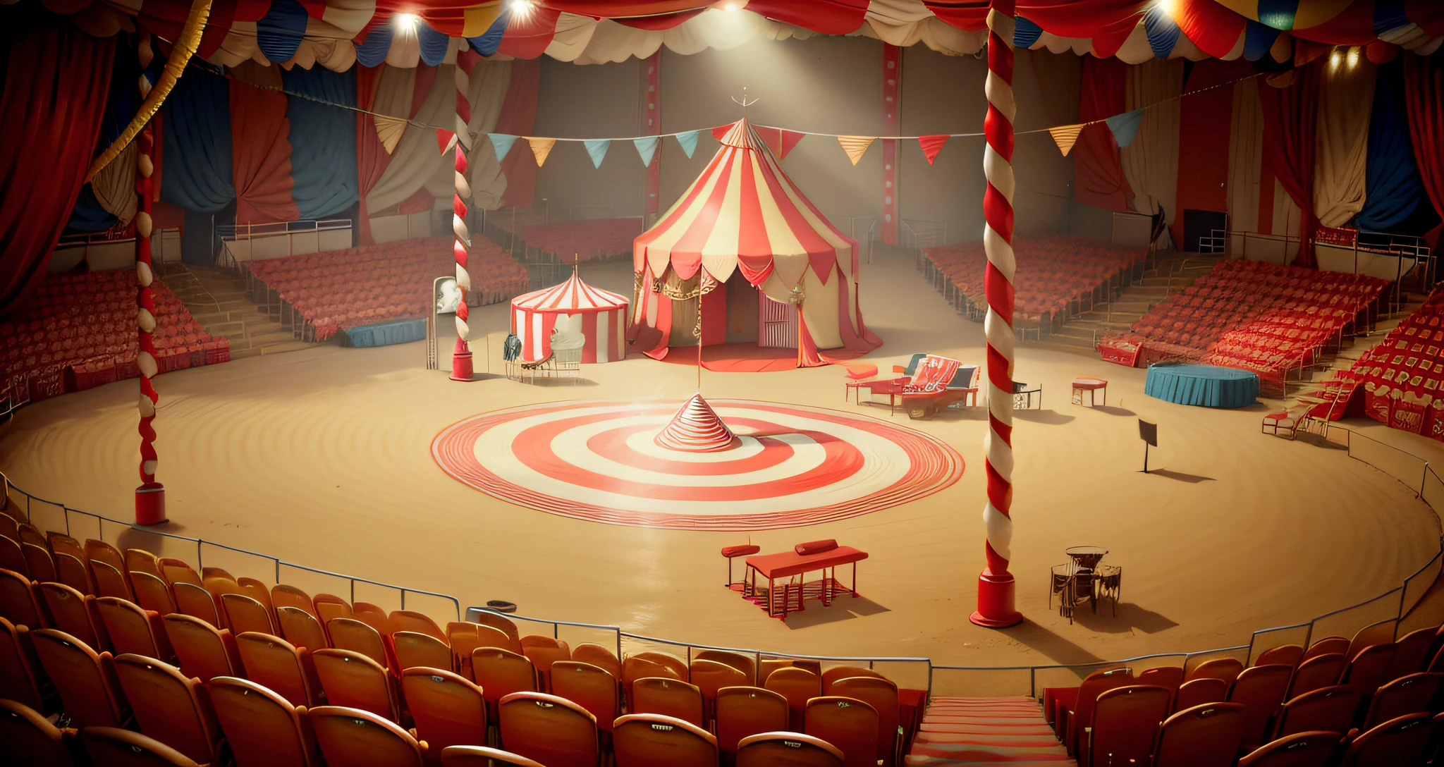 Arafed circus with a circus tent and a circus stage - SeaArt AI
