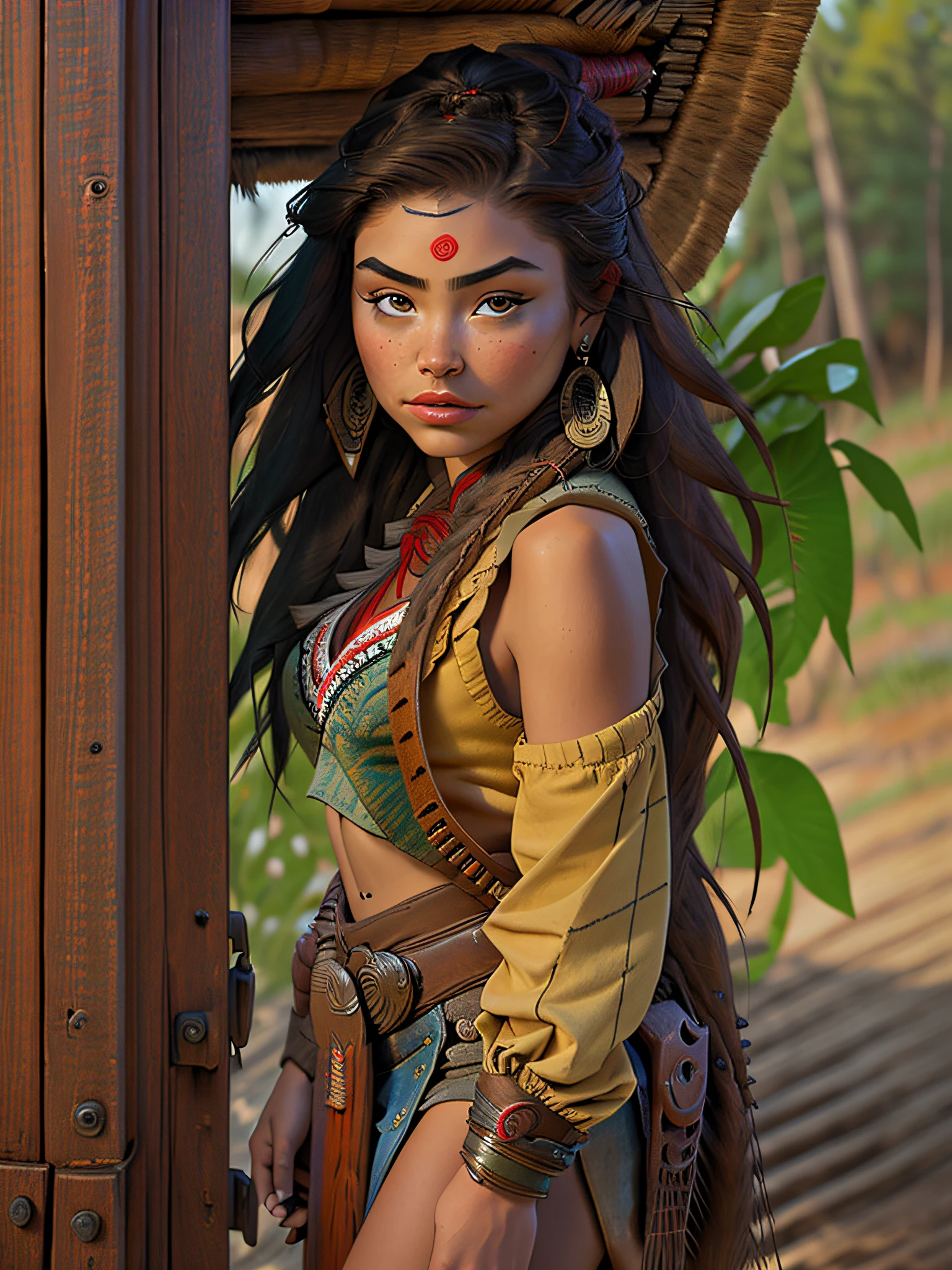 Araffe woman in native dress posing for a picture - SeaArt AI