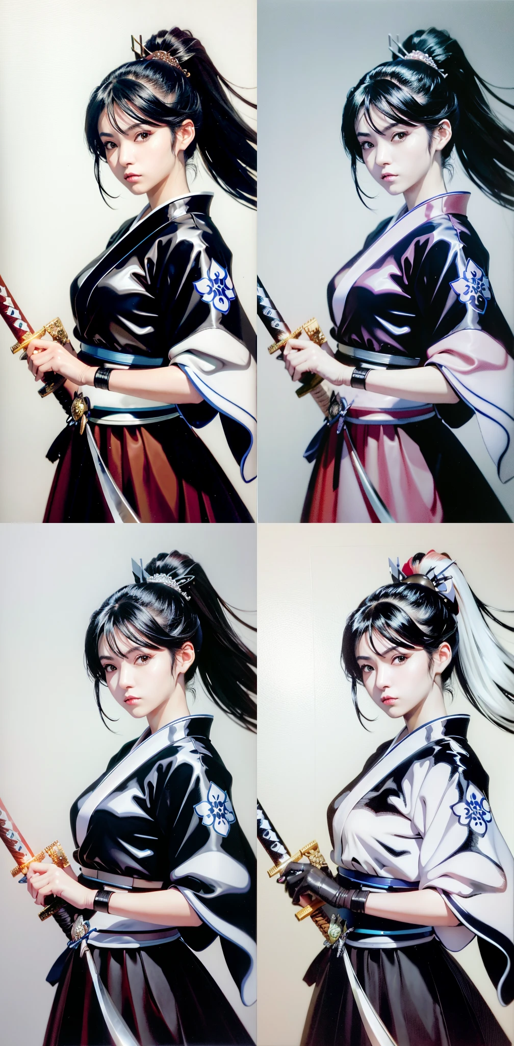 A close up of a woman holding a sword in a black and white drawing ...