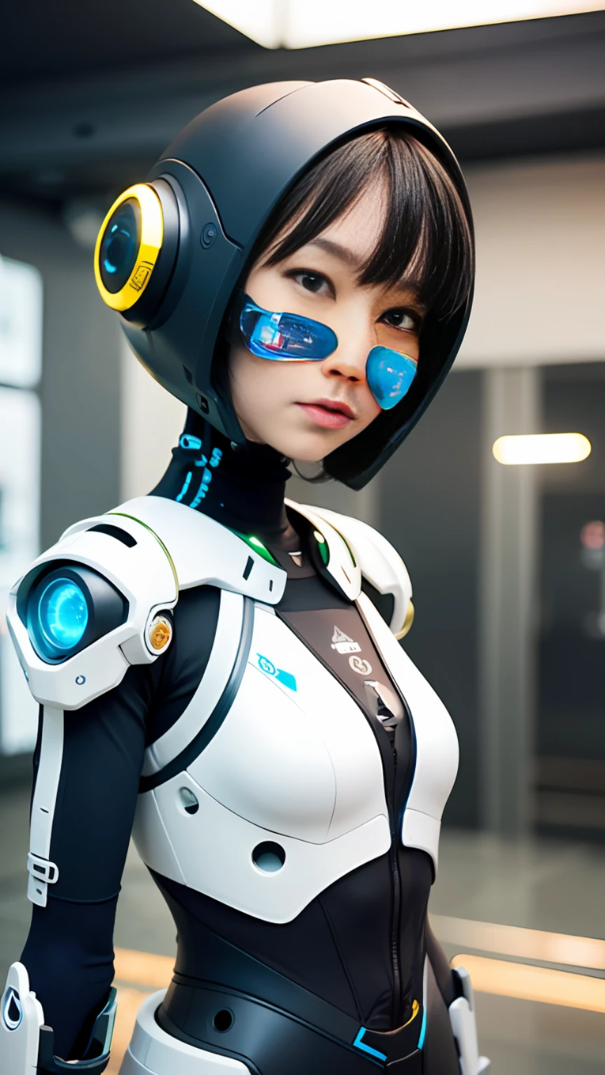A close up of a woman in a futuristic suit with a helmet on - SeaArt AI