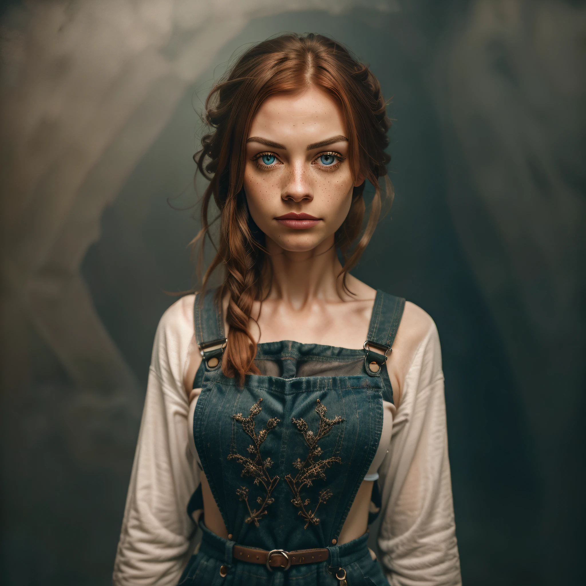 A woman with blue eyes and a dress on - SeaArt AI
