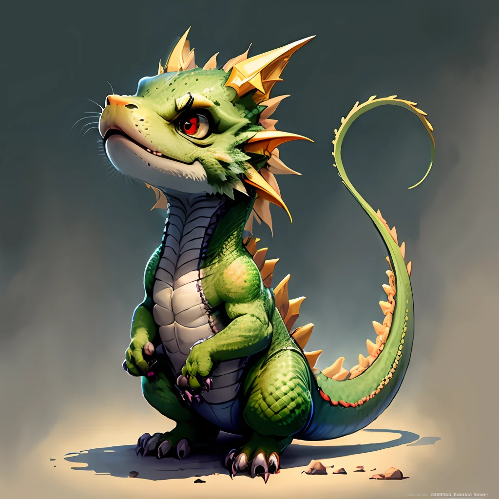 A close up of a cartoon dragon with a very big head - SeaArt AI