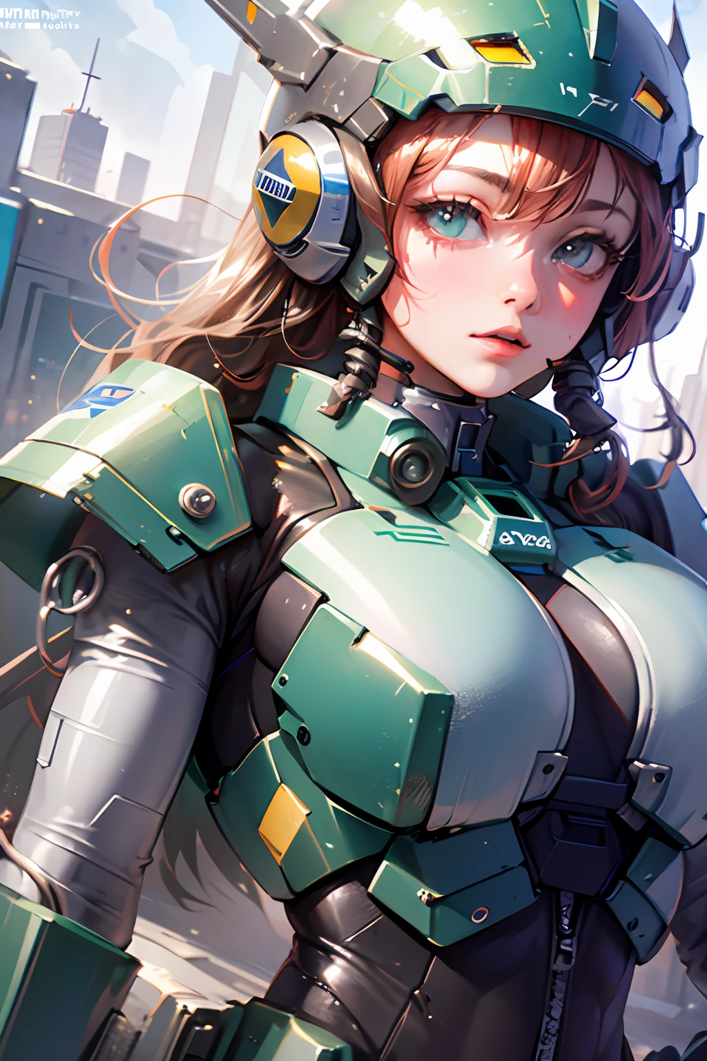 A close up of a woman in a helmet and a helmet on - SeaArt AI