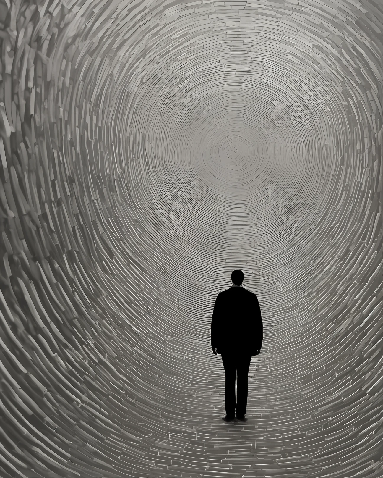 Arafed image of a man standing in a circular tunnel - SeaArt AI