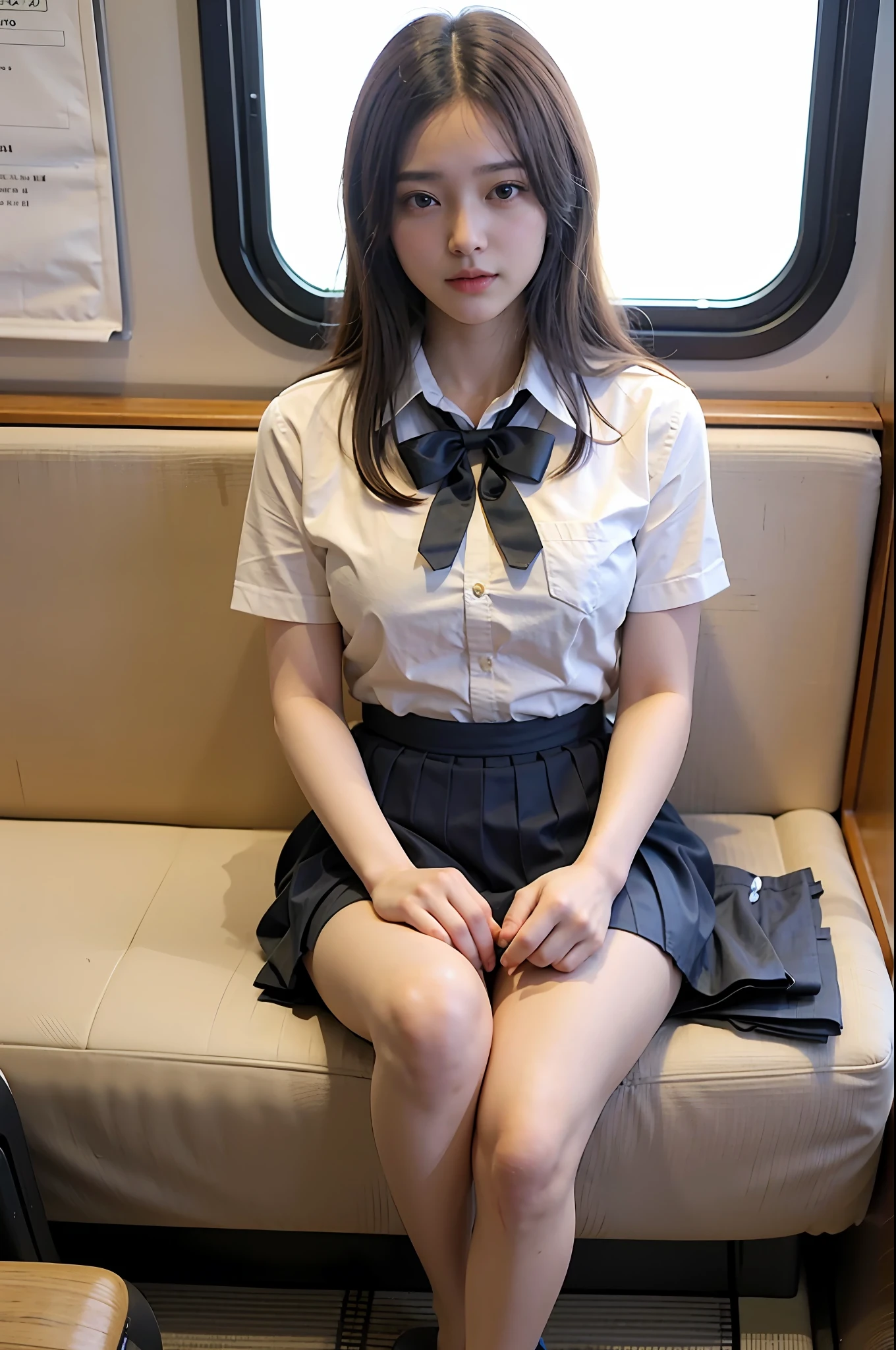 Araffe sitting on a bench in a train with a bow tie - SeaArt AI