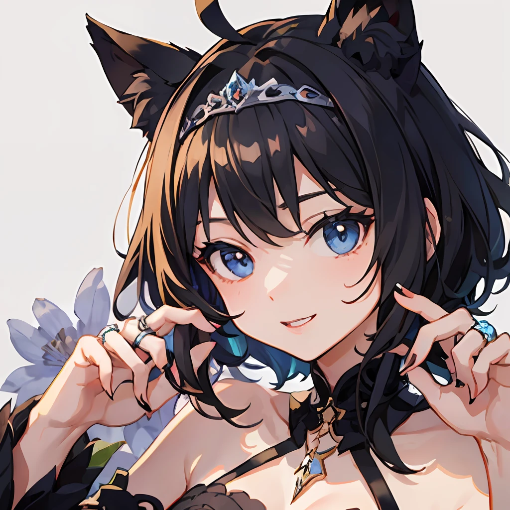 Anime girl with black hair and blue eyes wearing a black dress - SeaArt AI
