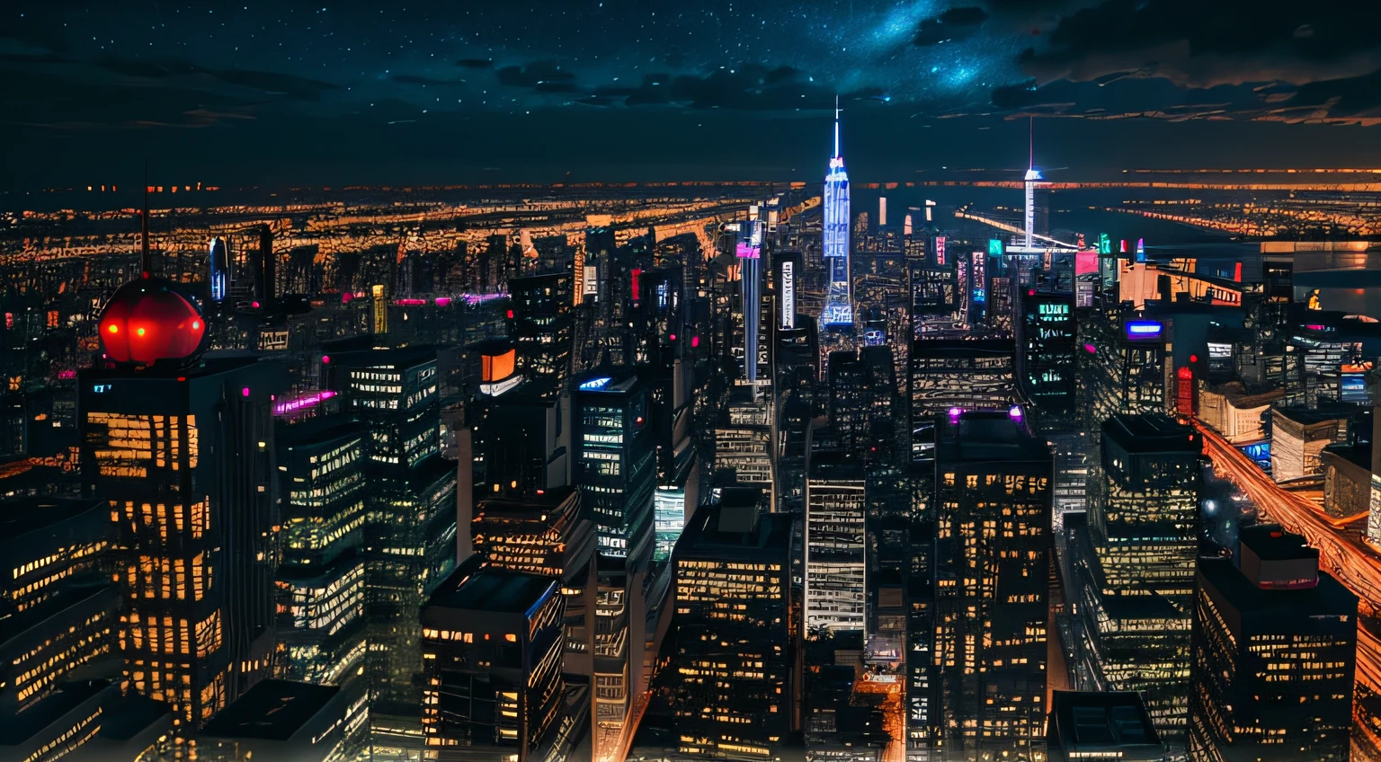 Arafed view of a city at night with a lot of lights - SeaArt AI