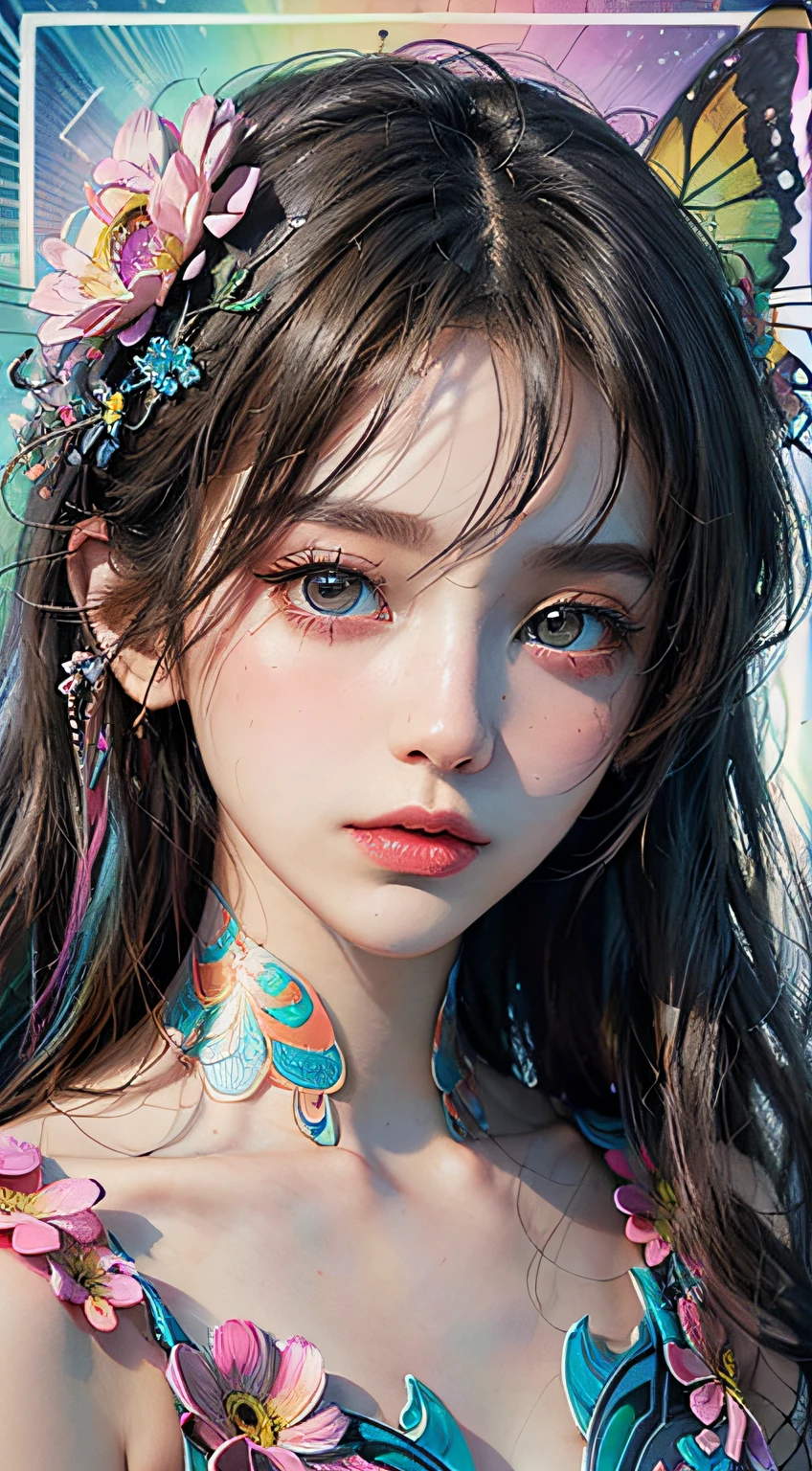 A close up of a woman with a butterfly on her head - SeaArt AI