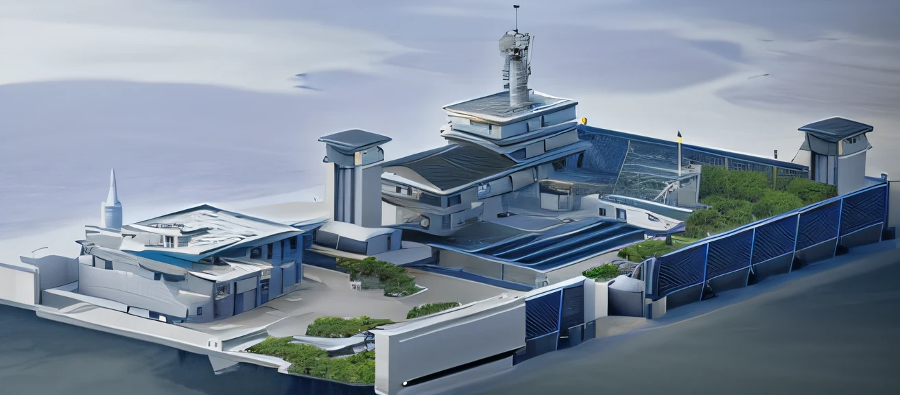 Arafed house on a small island with a clock tower - SeaArt AI