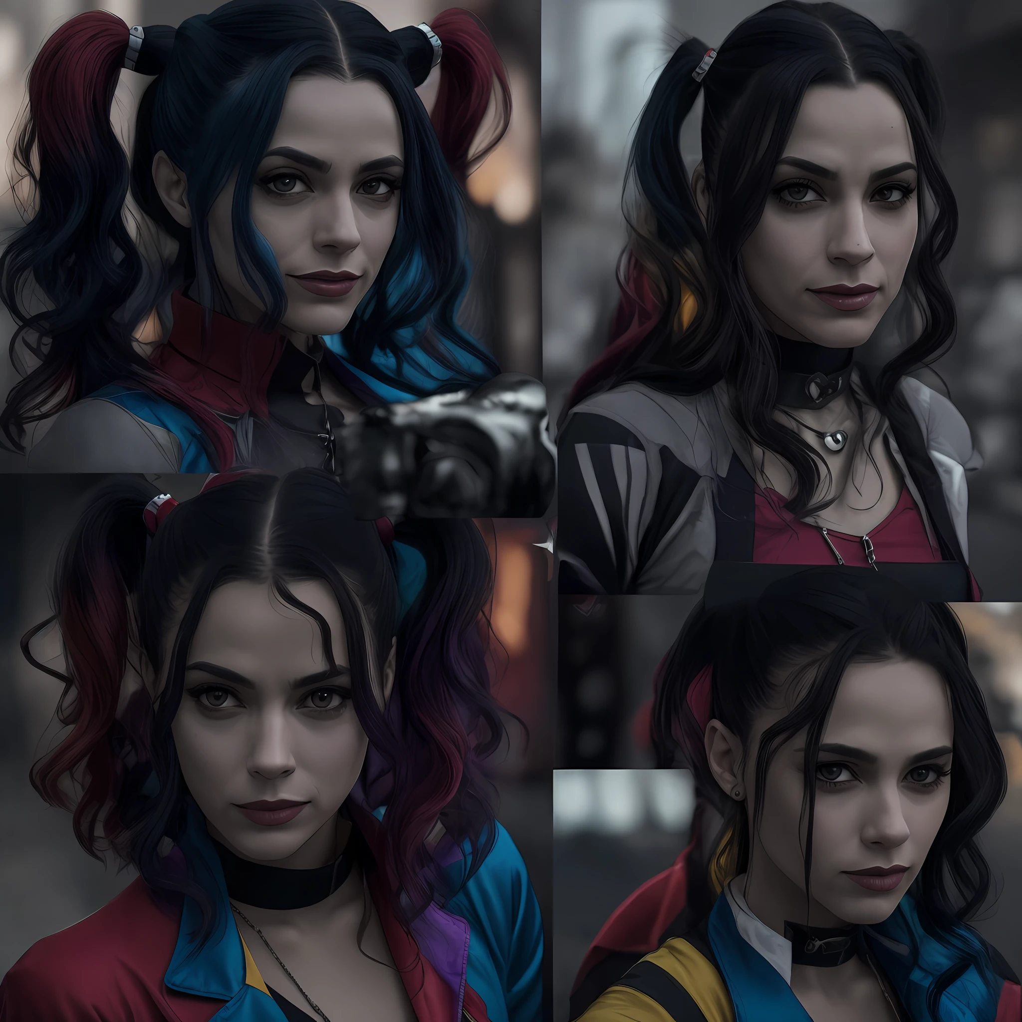 A close up of a person with a gun in a bunch of different pictures ...