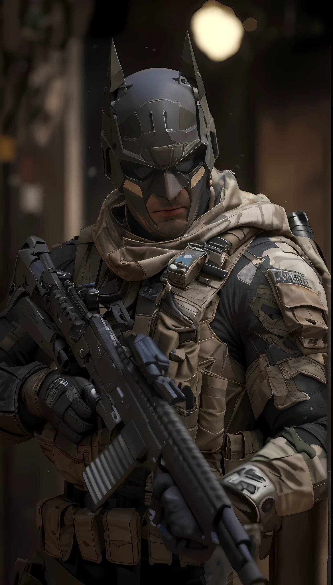 A close up of a man in a military uniform holding a rifle - SeaArt AI