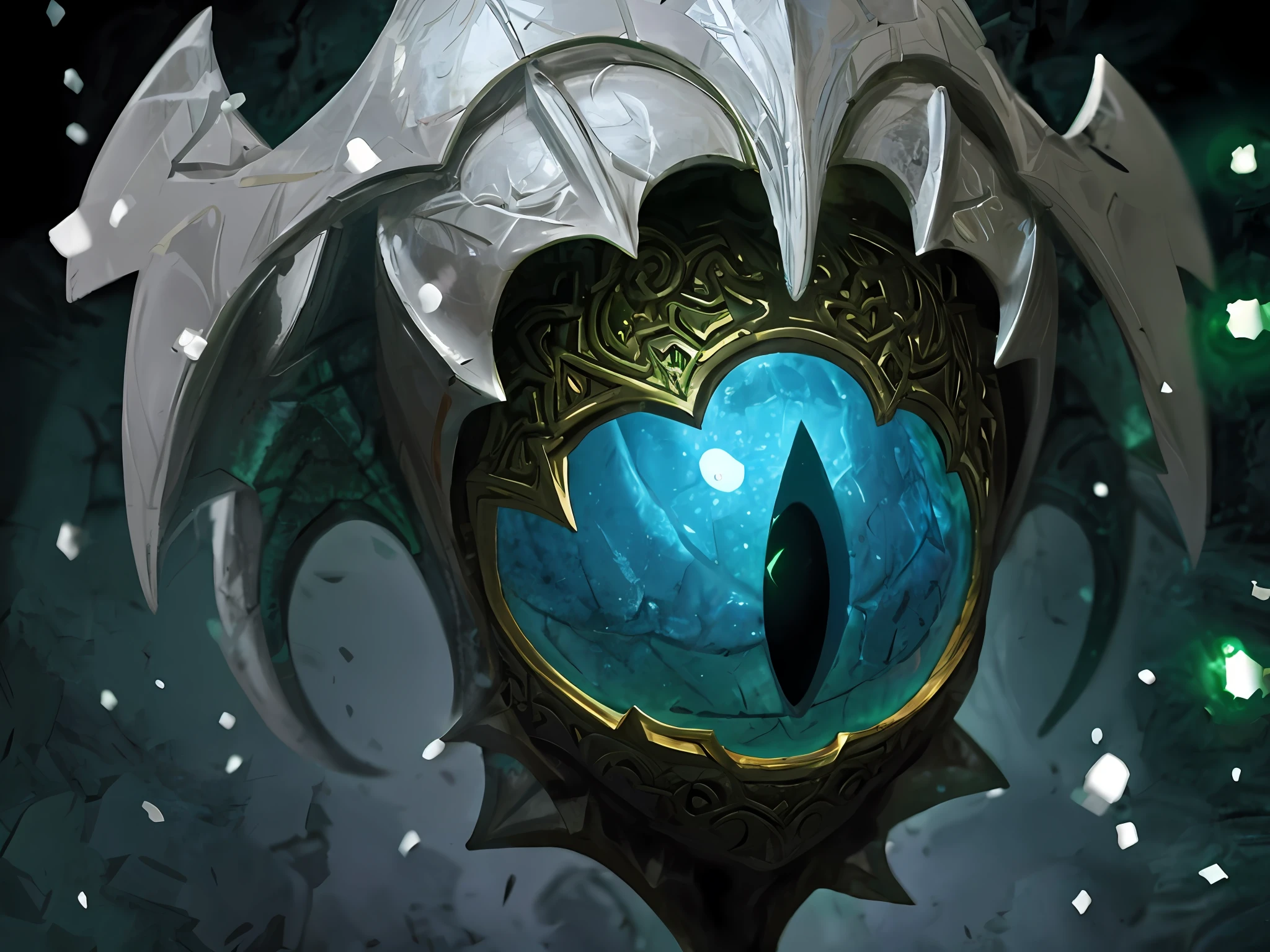 A close up of a blue eye with a gold frame - SeaArt AI