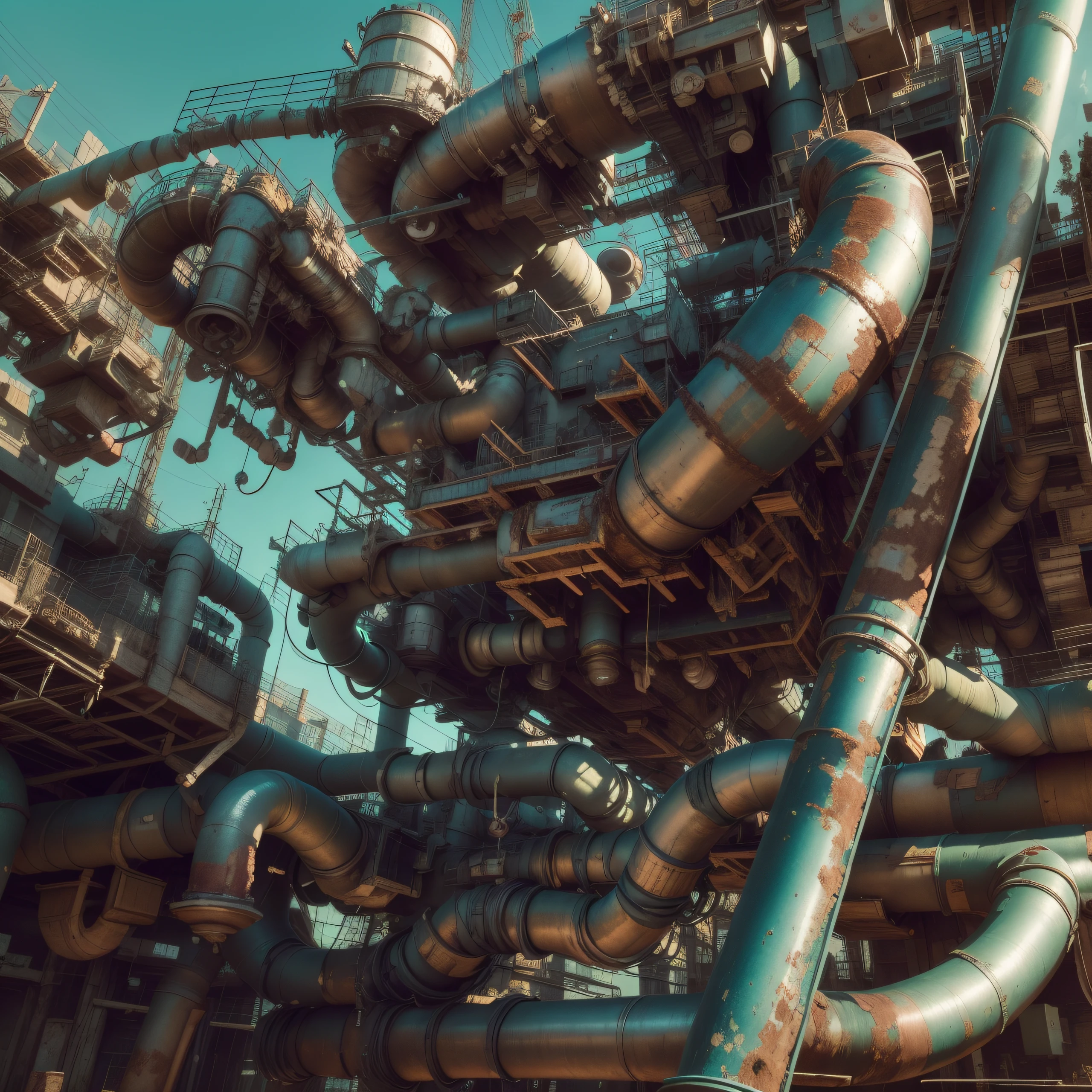 There is a large group of pipes that are connected to each other ...