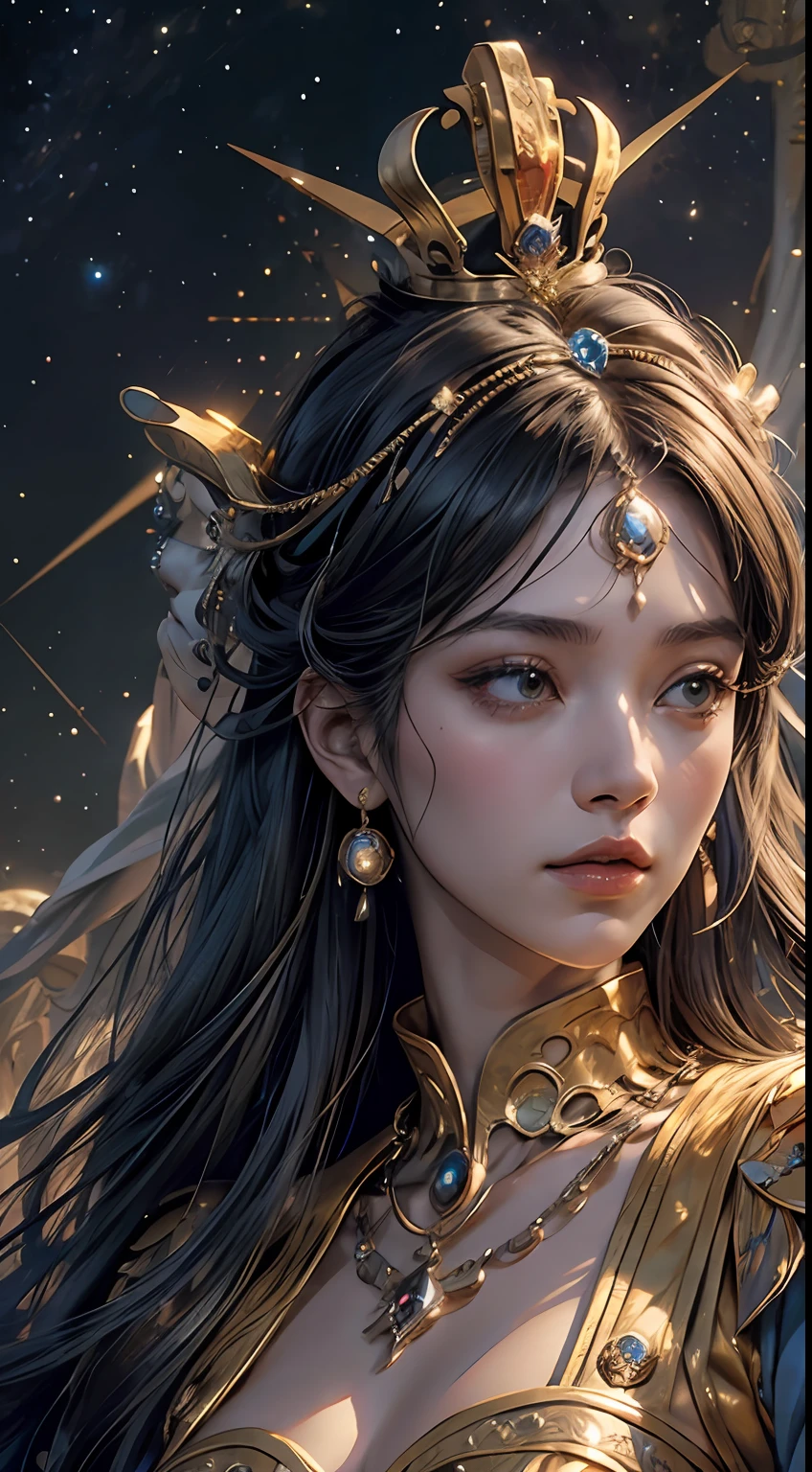 A woman with a crown on her head and a star in the background - SeaArt AI