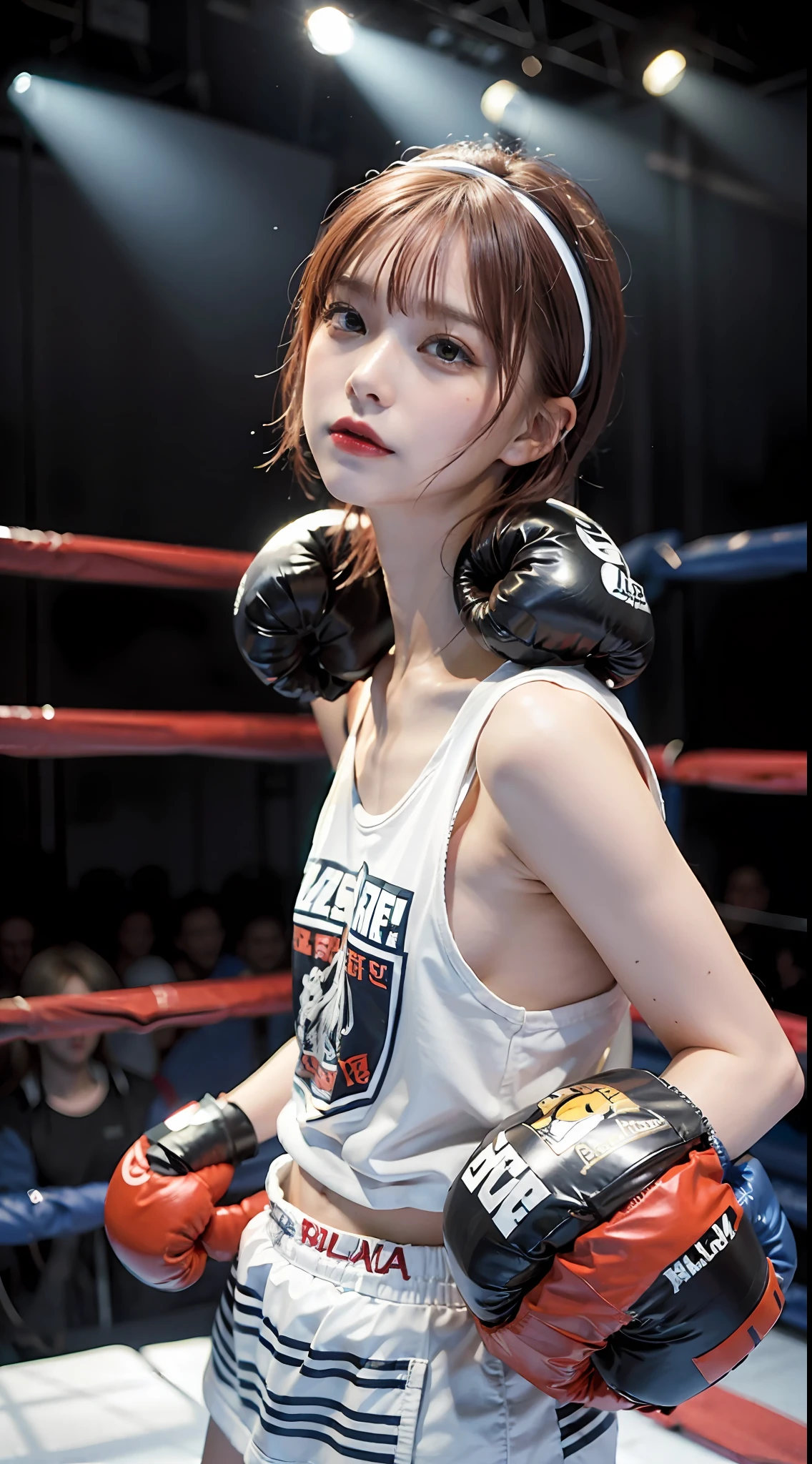 Arafed asian woman in boxing ring with gloves on - SeaArt AI