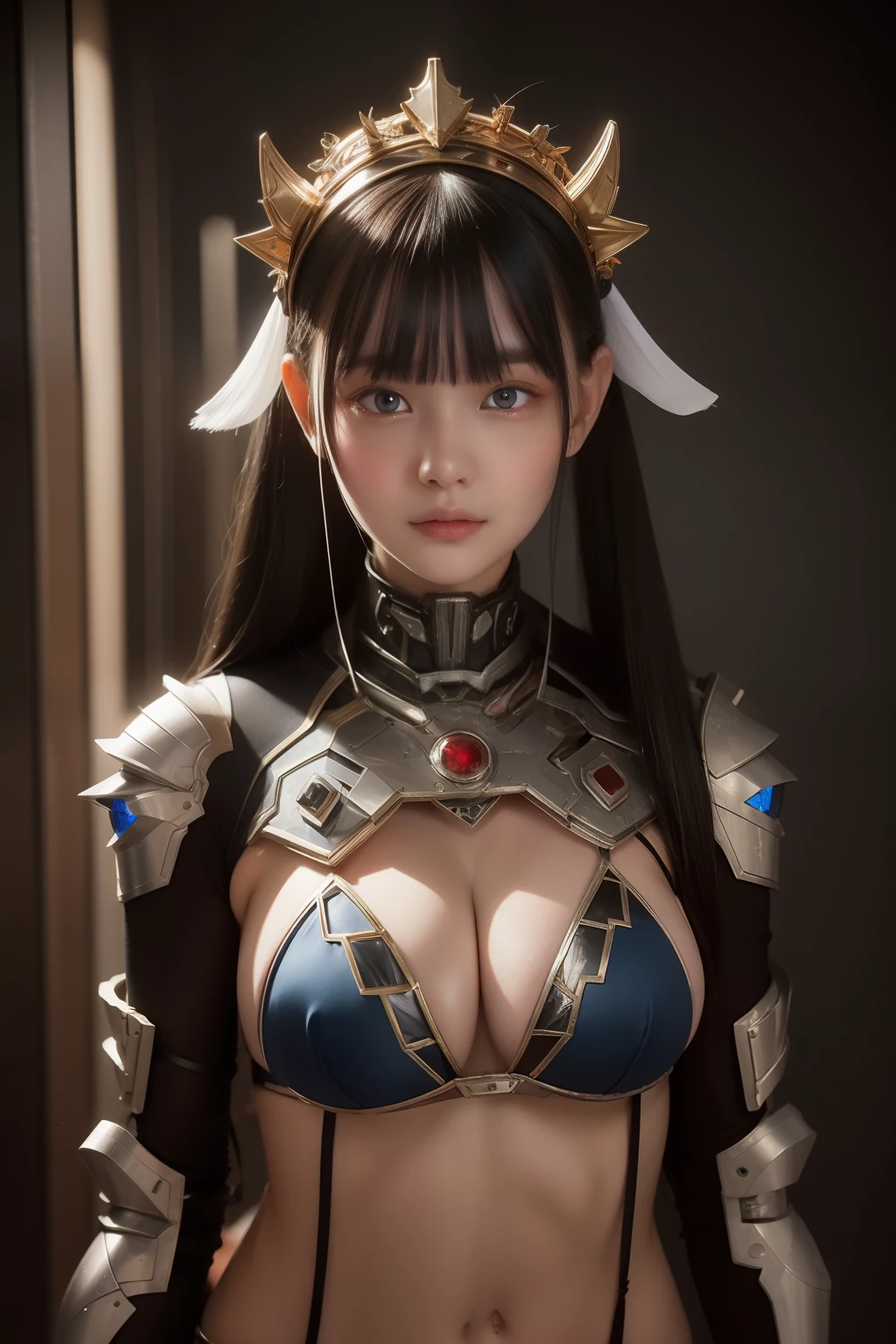 A woman in a bikini and armor posing for a picture - SeaArt AI
