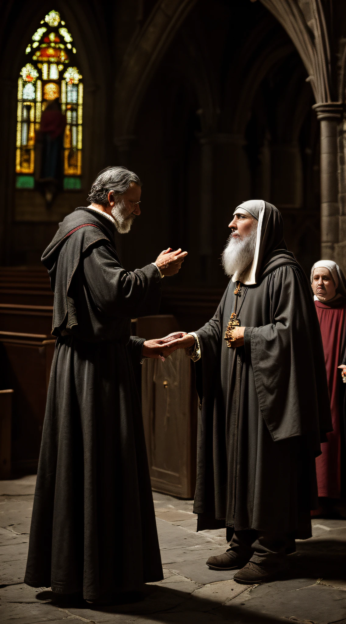 Arafed image of two priests in a church with a priest - SeaArt AI