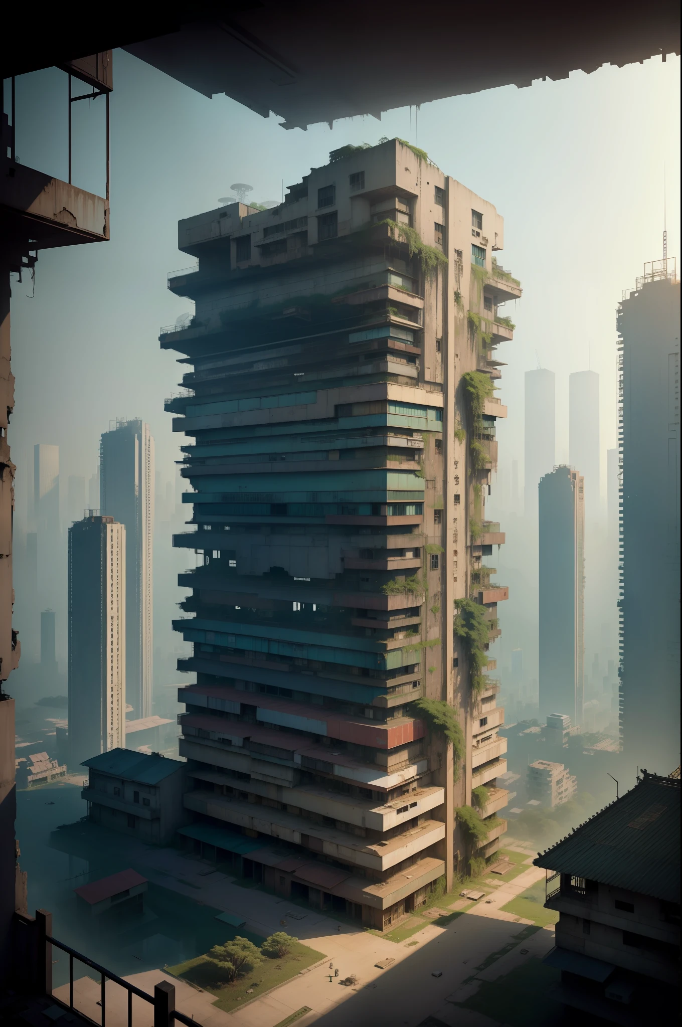 A tall building with a lot of windows and a lot of trees - SeaArt AI