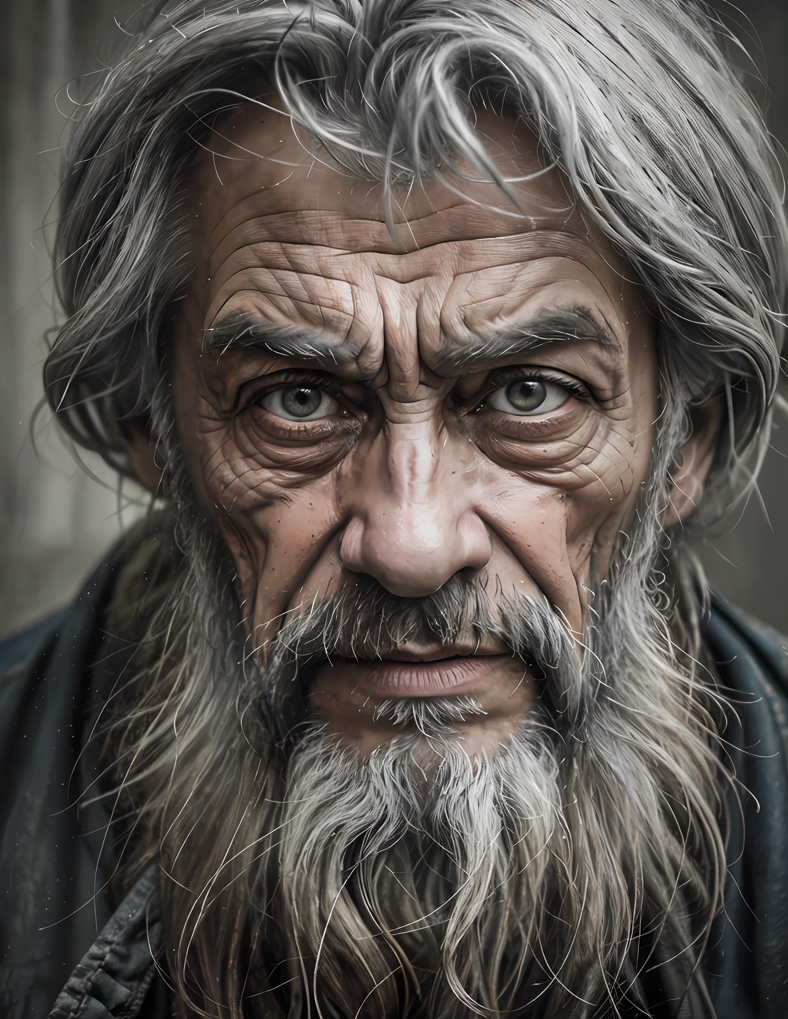 A close up of a man with a long beard and a beard - SeaArt AI