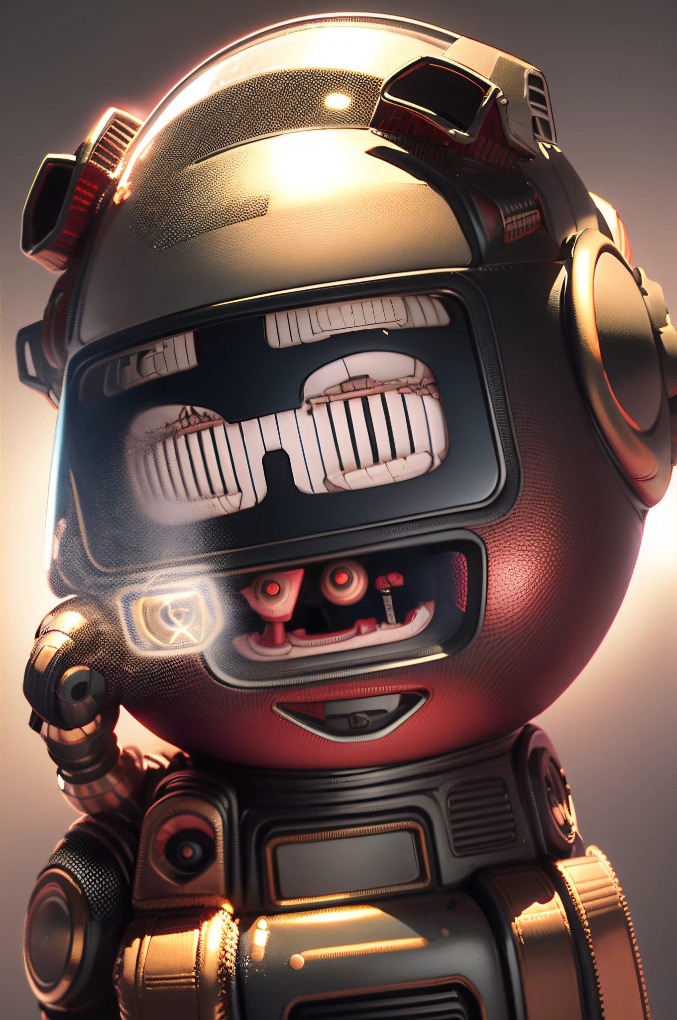 A close up of a robot with a helmet and goggles on - SeaArt AI