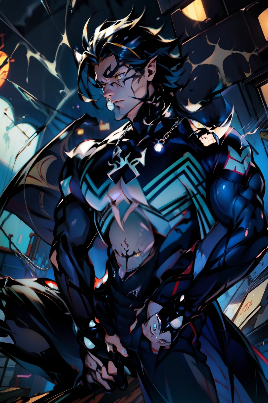 A close up of a person in a suit with a bat - SeaArt AI