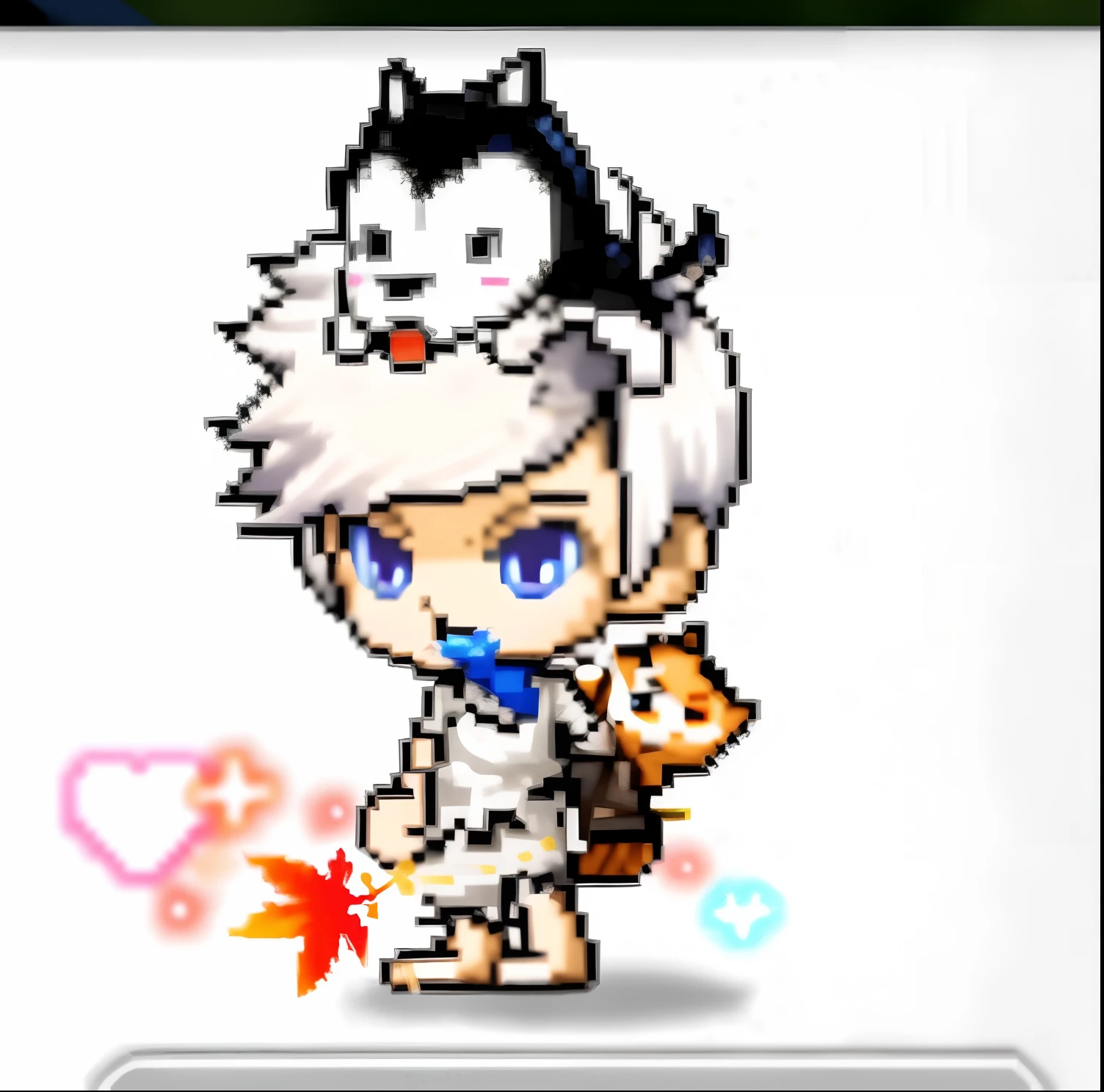 Pixel art of a person with a cat and a dog - SeaArt AI