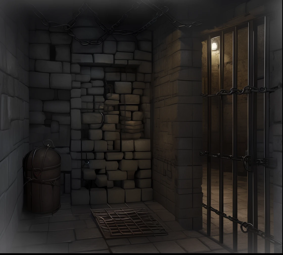 There is a jail cell with a door and a window - SeaArt AI