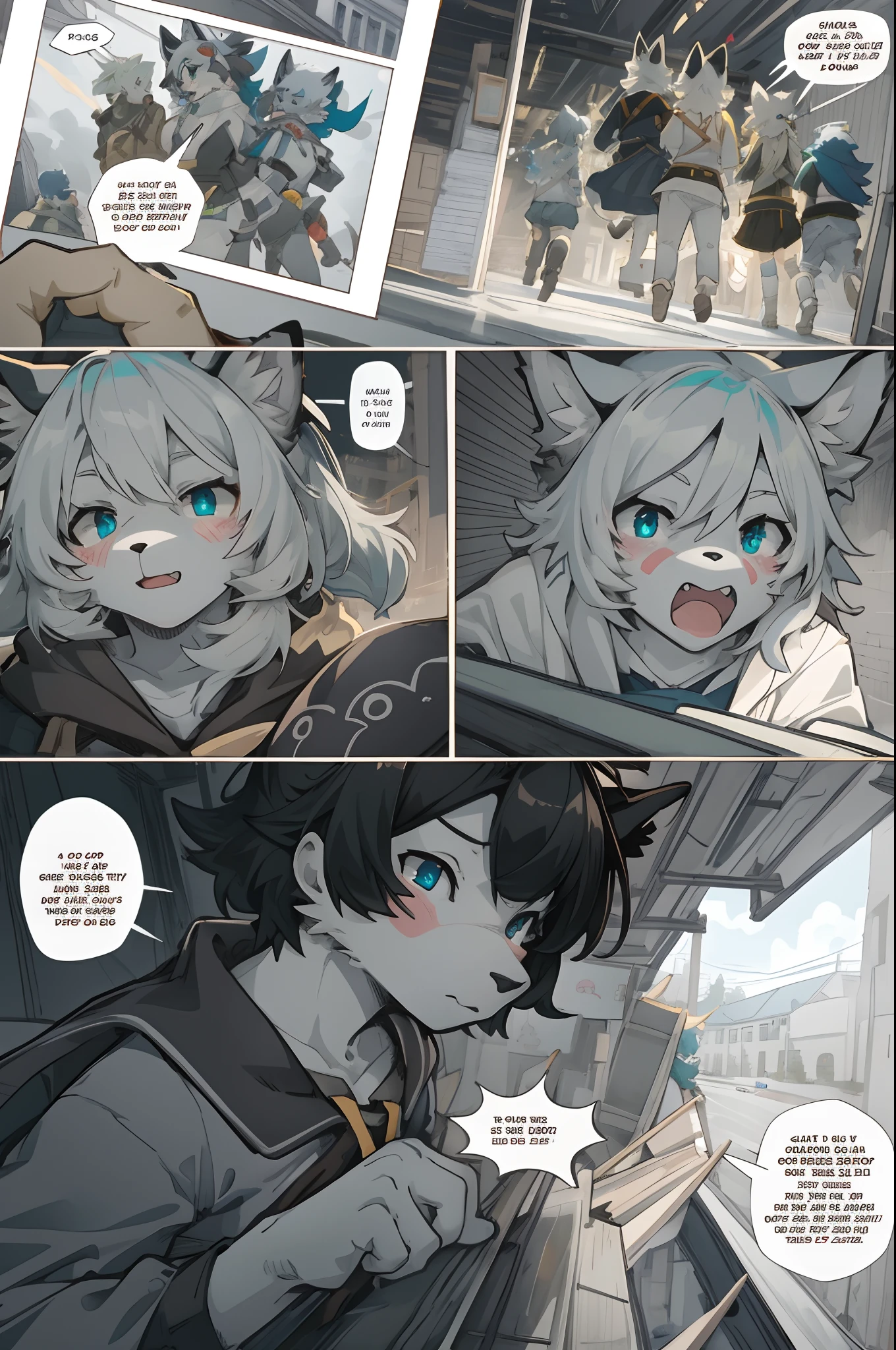 A comic strip with a comic strip of a girl and a cat - SeaArt AI