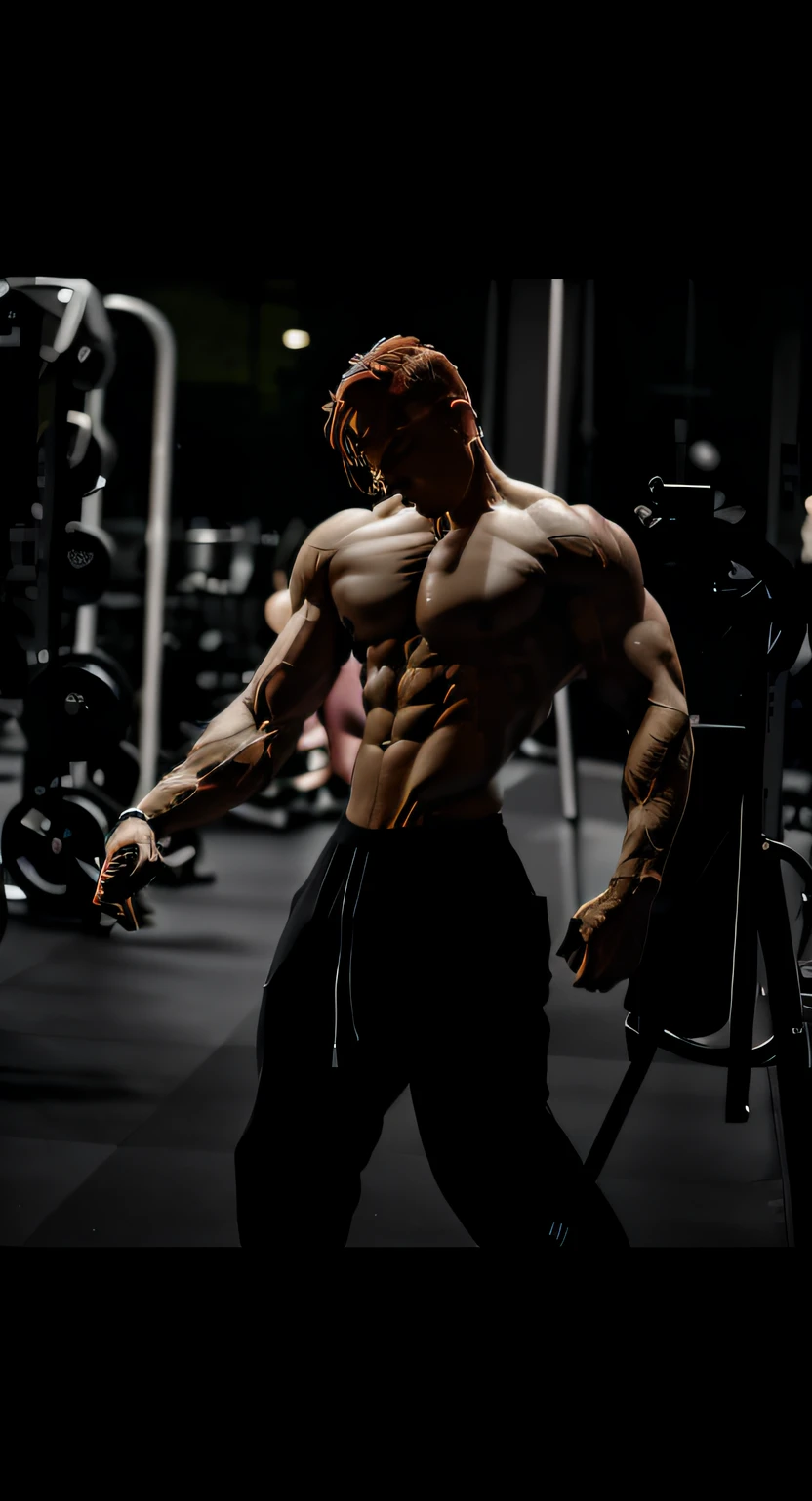 Arafed man in a gym with a barbell in his hand - SeaArt AI