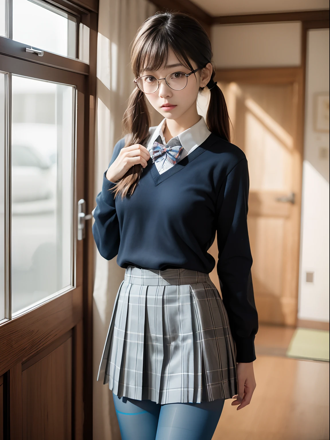 Arafed asian woman in a school uniform posing for a picture - SeaArt AI