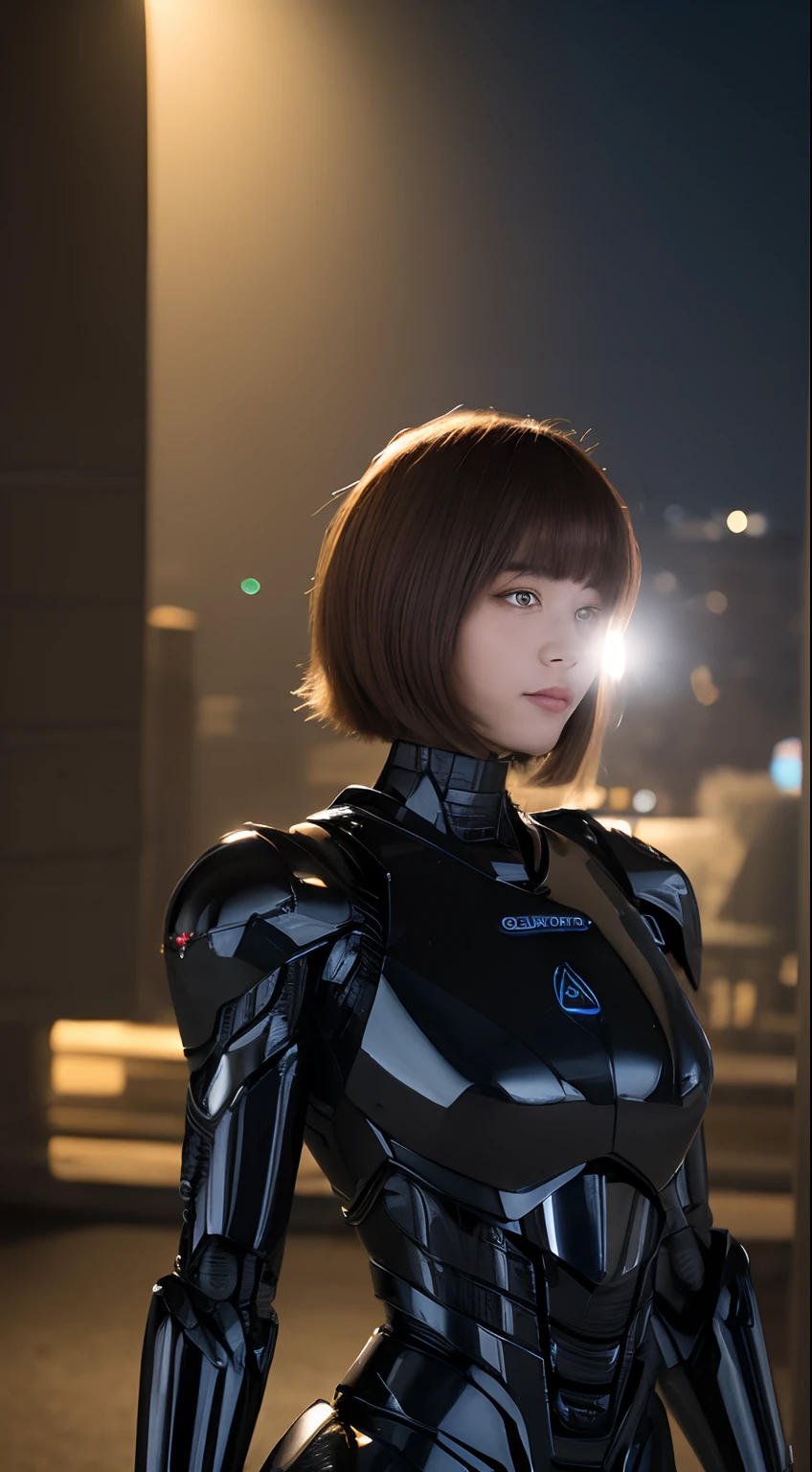 A close up of a woman in a futuristic suit posing for a picture - SeaArt AI