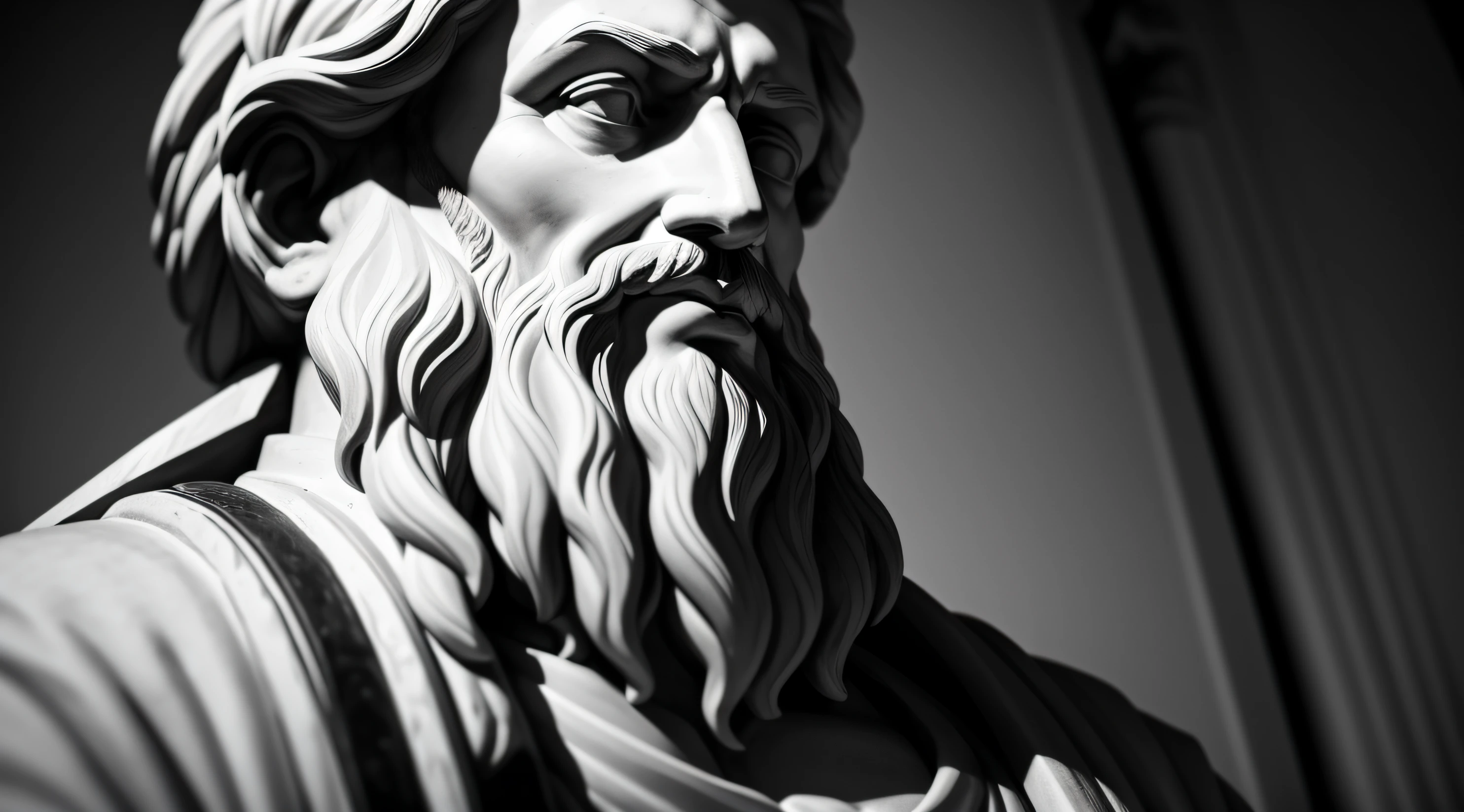 A close up of a statue of a man with a beard - SeaArt AI
