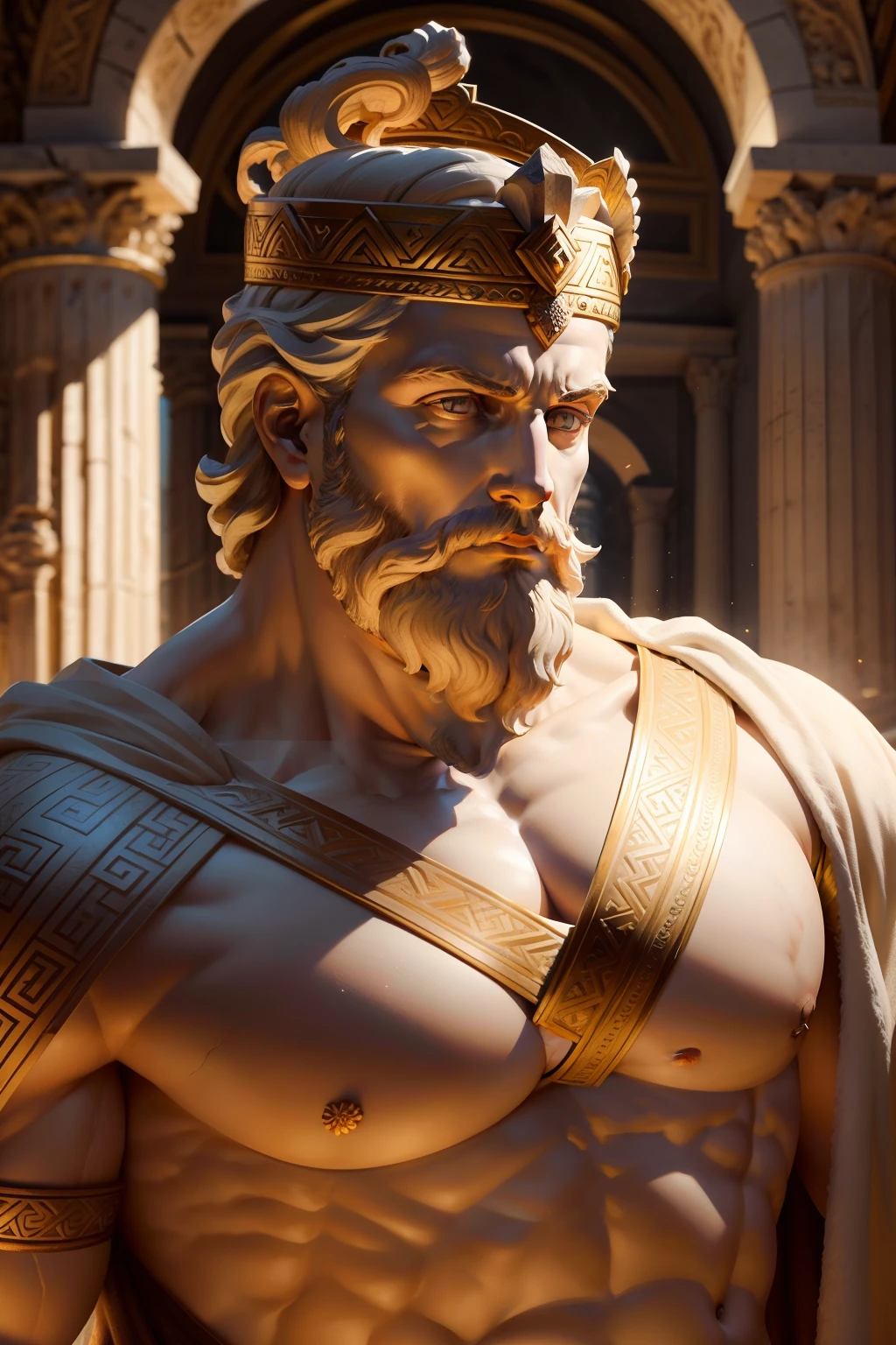 A close up of a statue of a man with a crown on his head - SeaArt AI