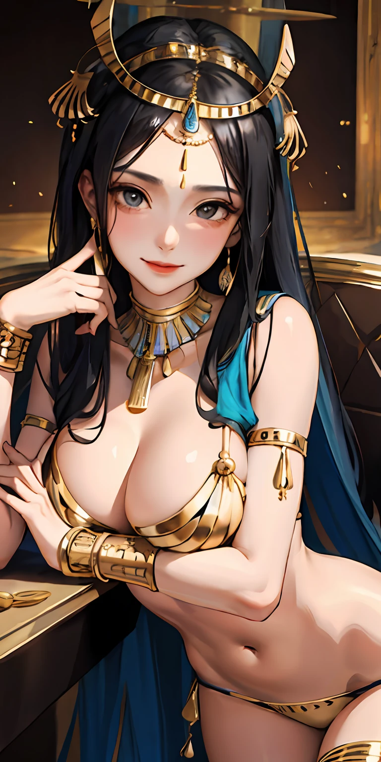 A woman in a bikini and headdress posing for a picture - SeaArt AI