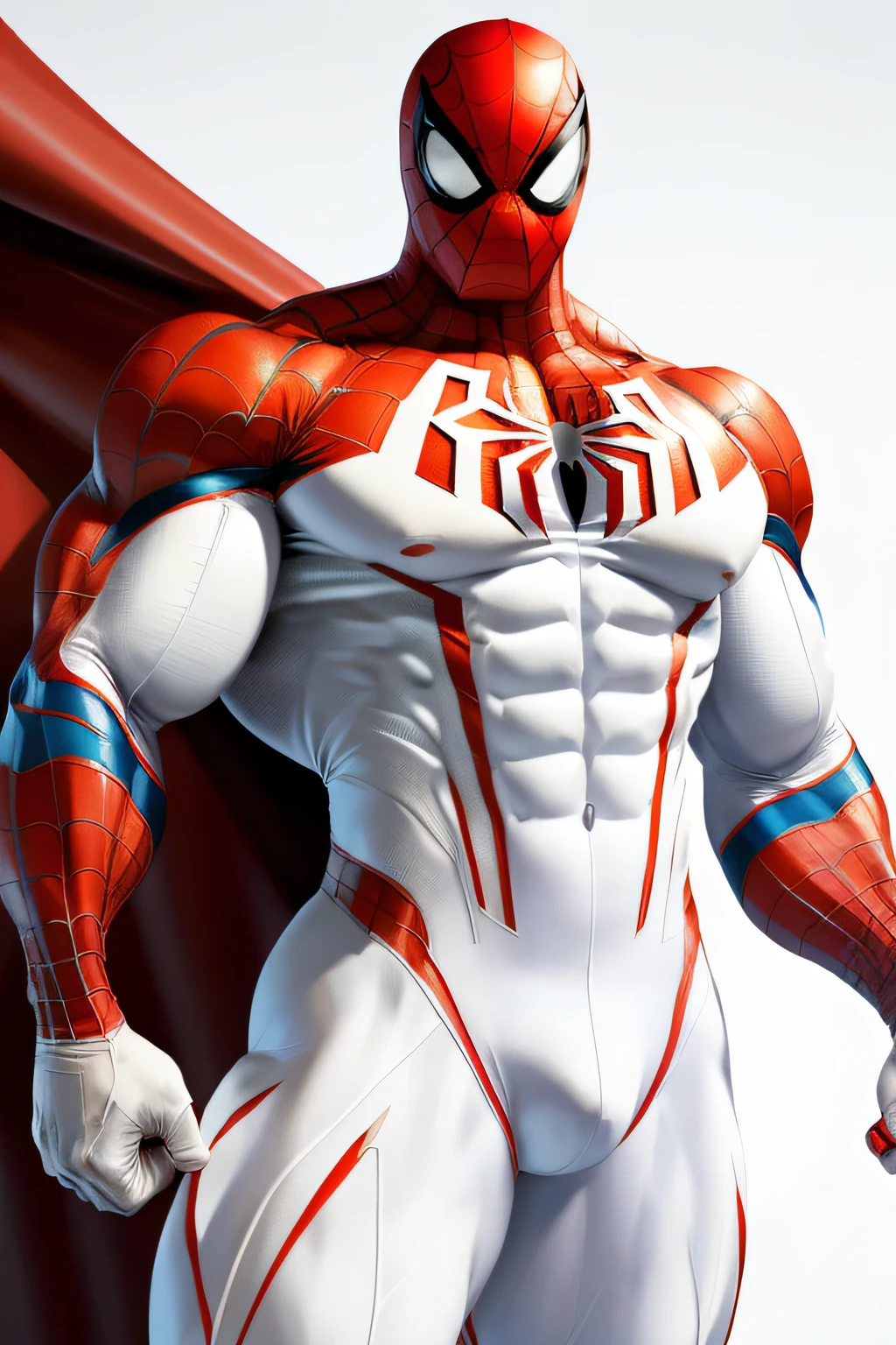 Spider - man with red cape and white body posing for a picture - SeaArt AI