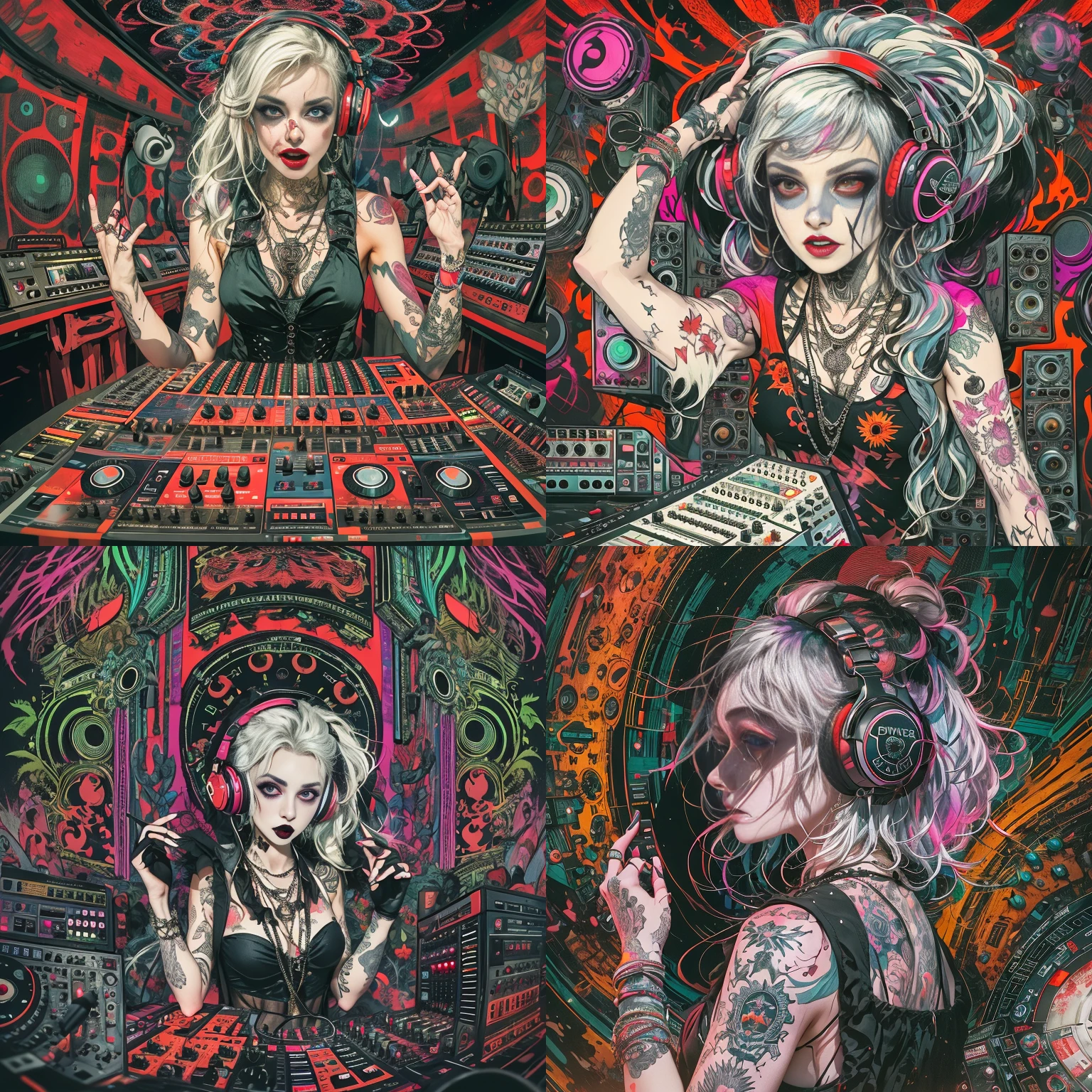 Upper body, Female vampire DJ, Look at the crowd，Vampires,Wear a bikini ...