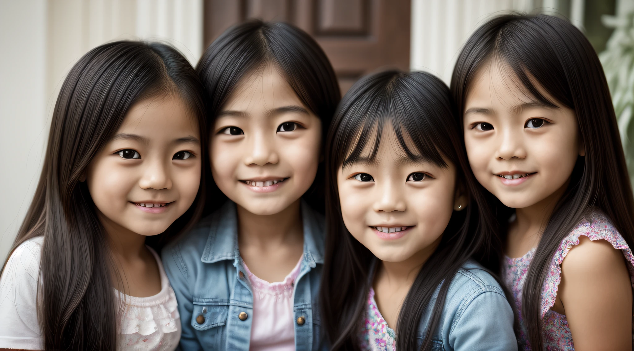 Three girls are smiling and posing for a picture together - SeaArt AI