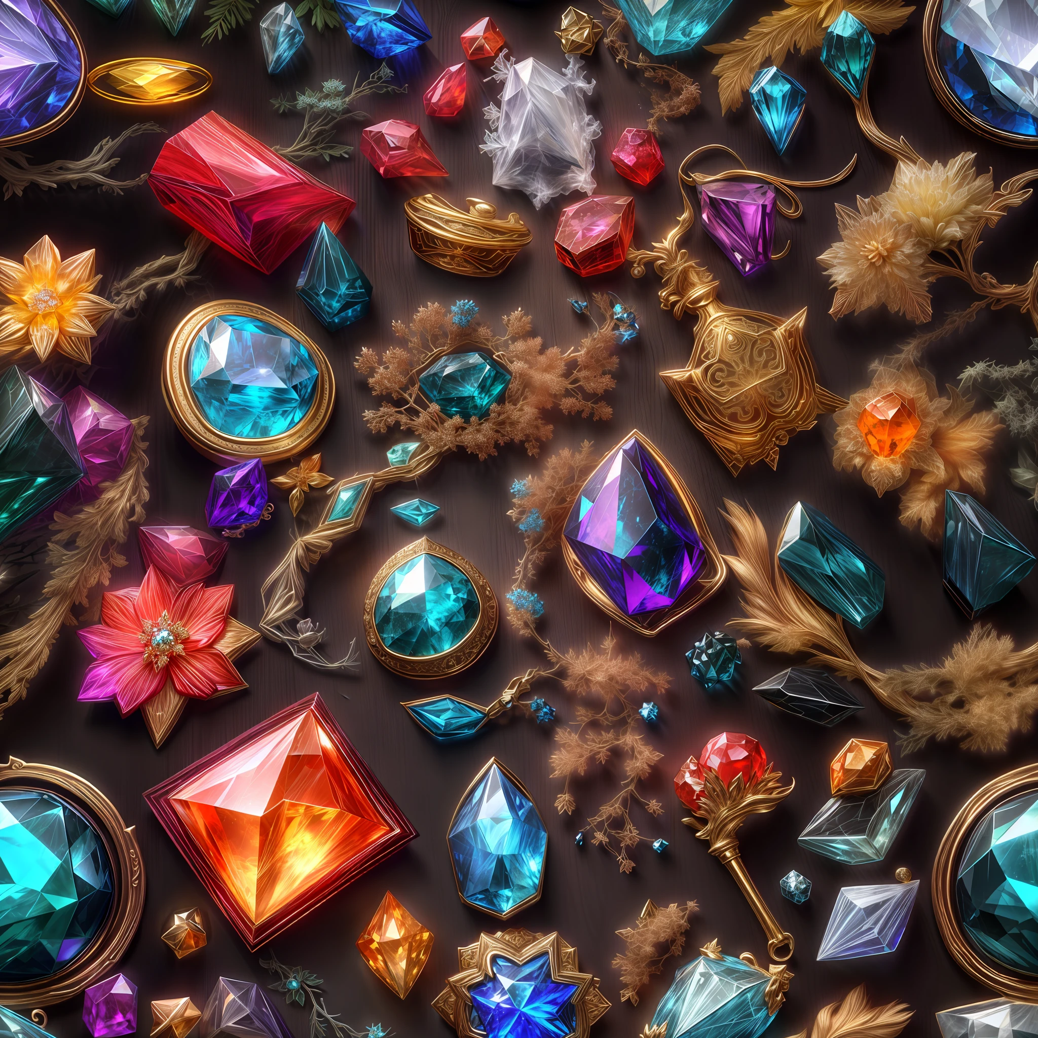 A close up of a bunch of different colored jewels - SeaArt AI