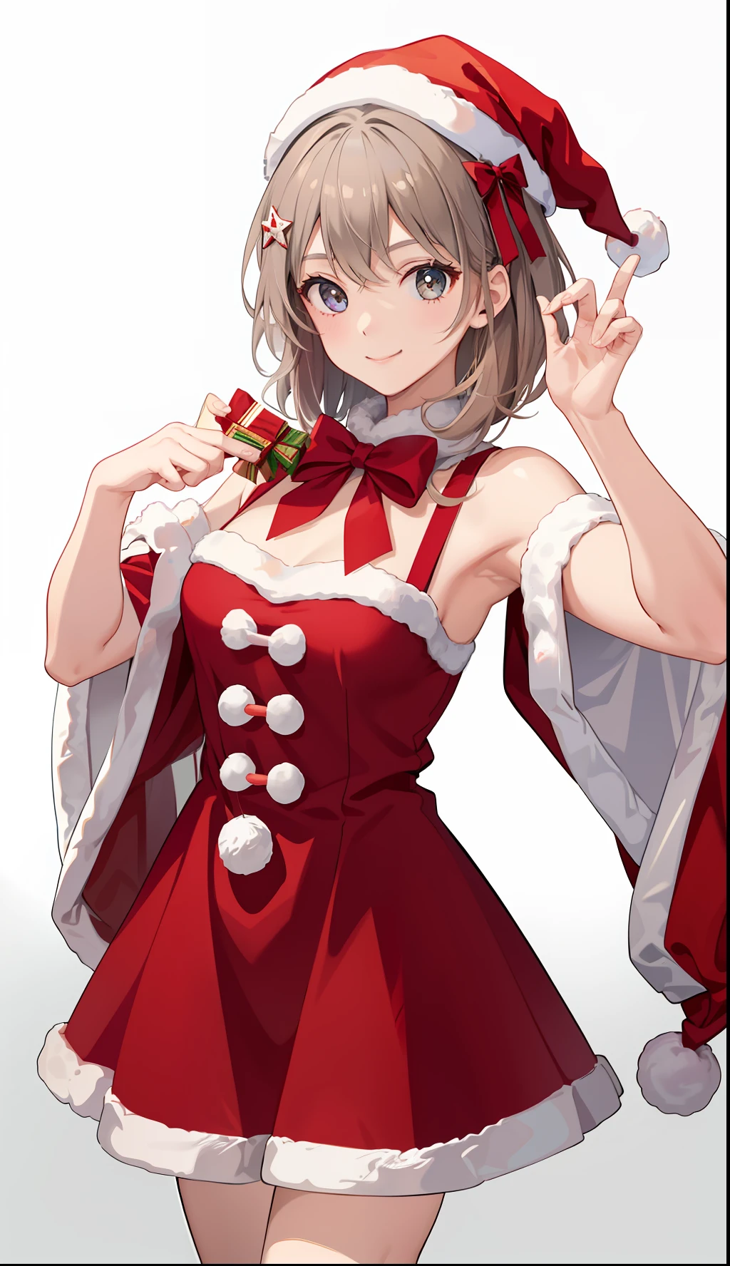 Anime girl in santa outfit with red and white dress and hat - SeaArt AI